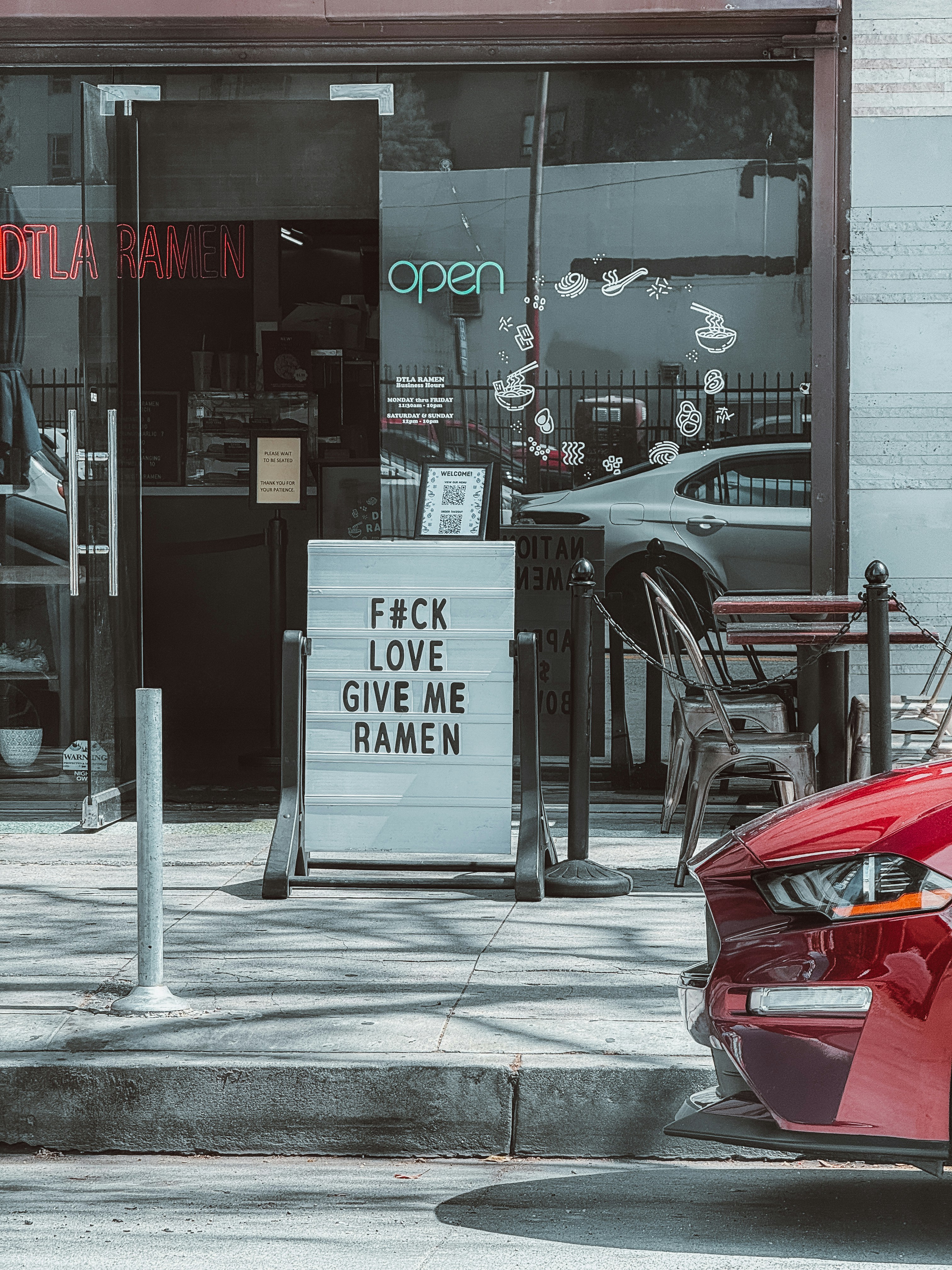 A red car parked in front of a restaurant photo – Free Los angeles ...
