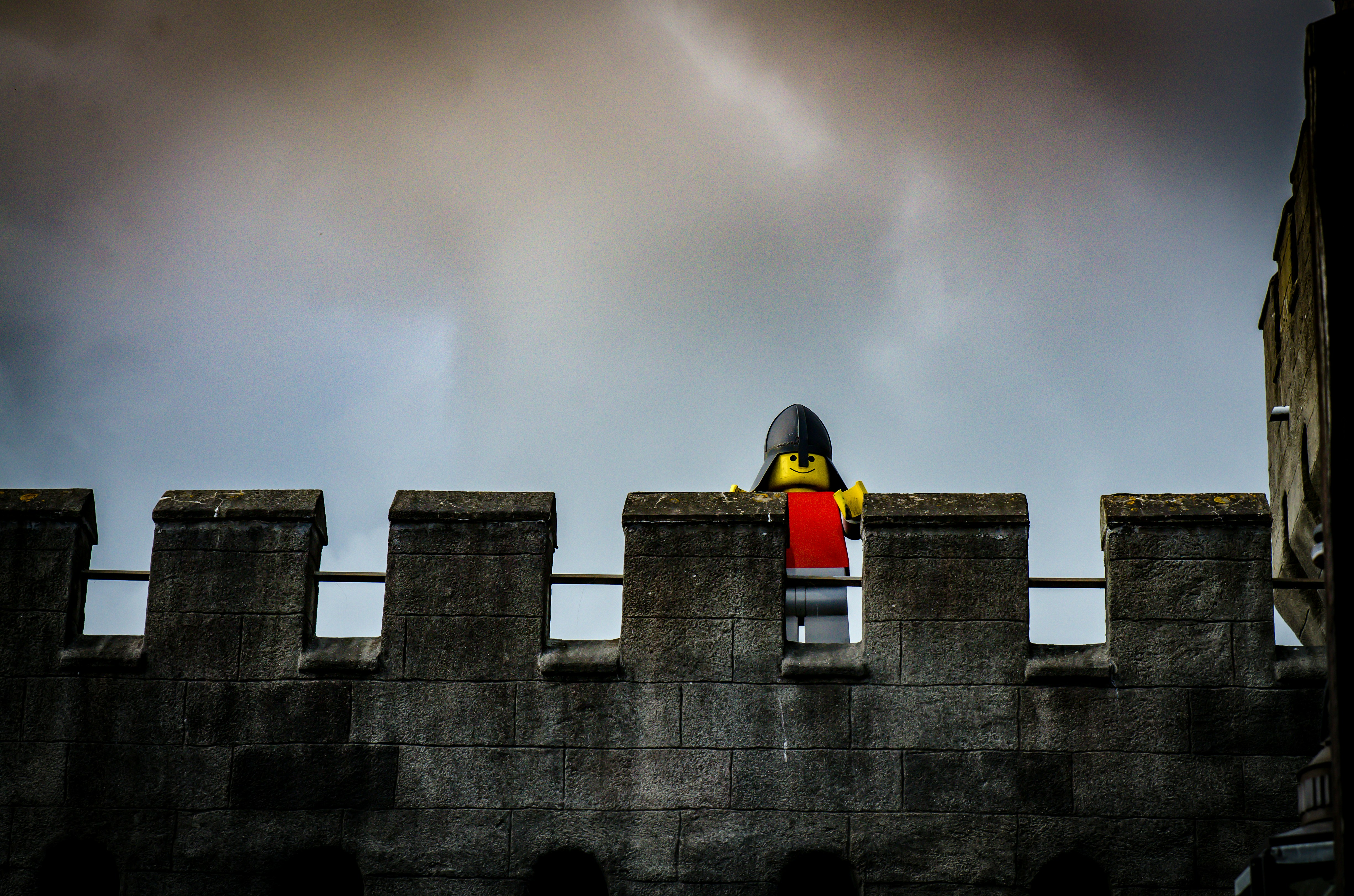 Lone LEGO Watcher Over the Castle Wall