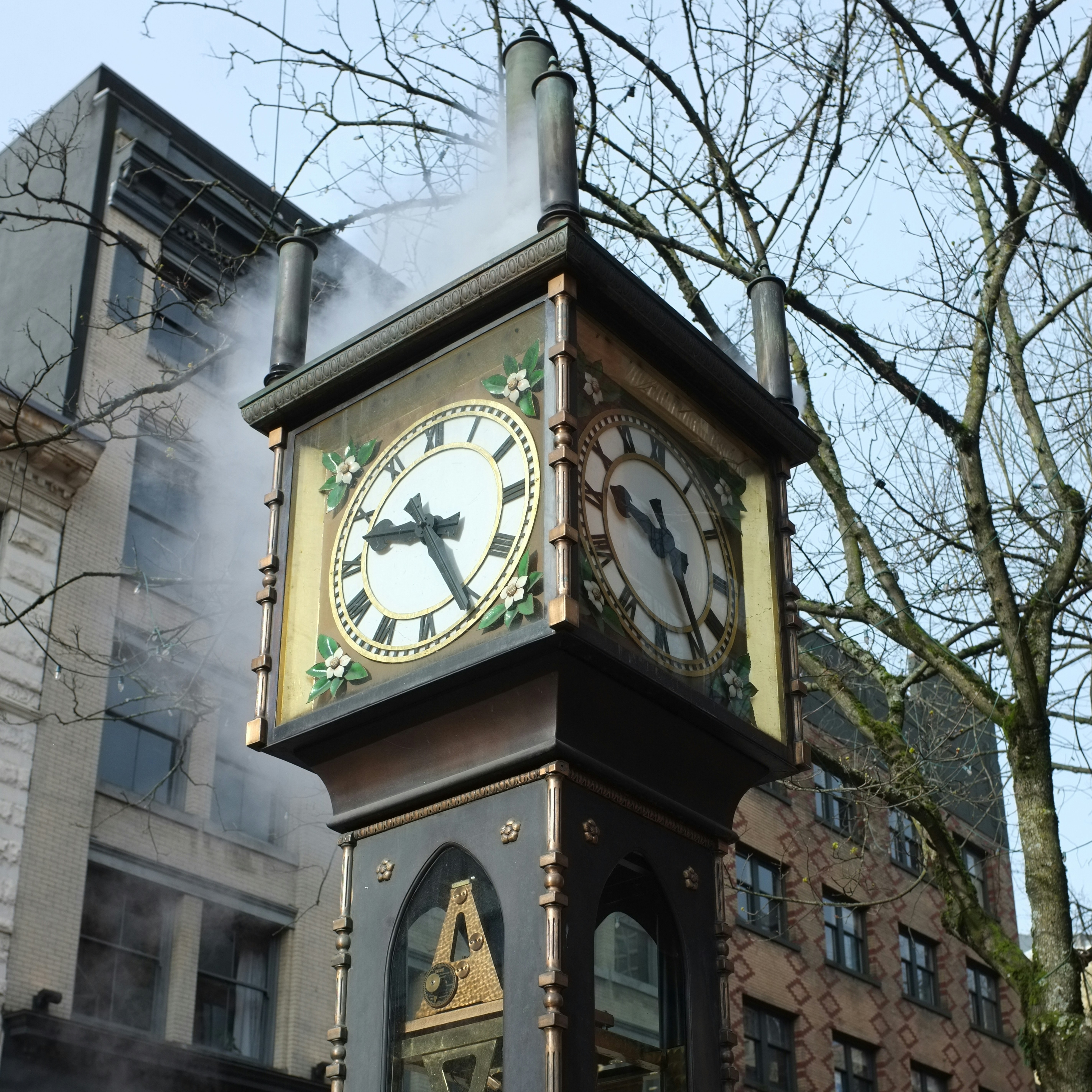 Clockwork Mist: The Steam Clock Tower in a Modern City