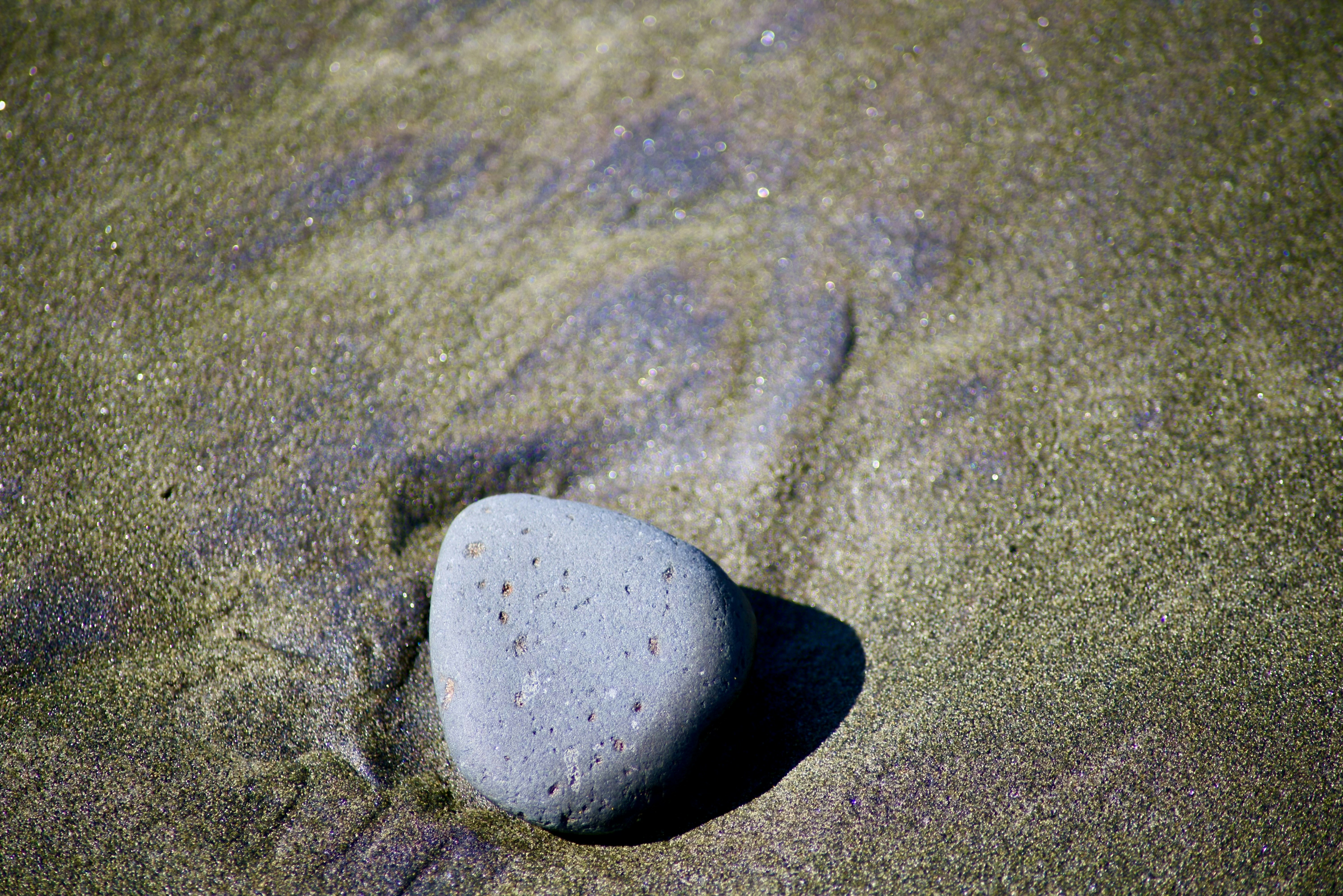 Heart-shaped Pebble on the Sunlit Shore