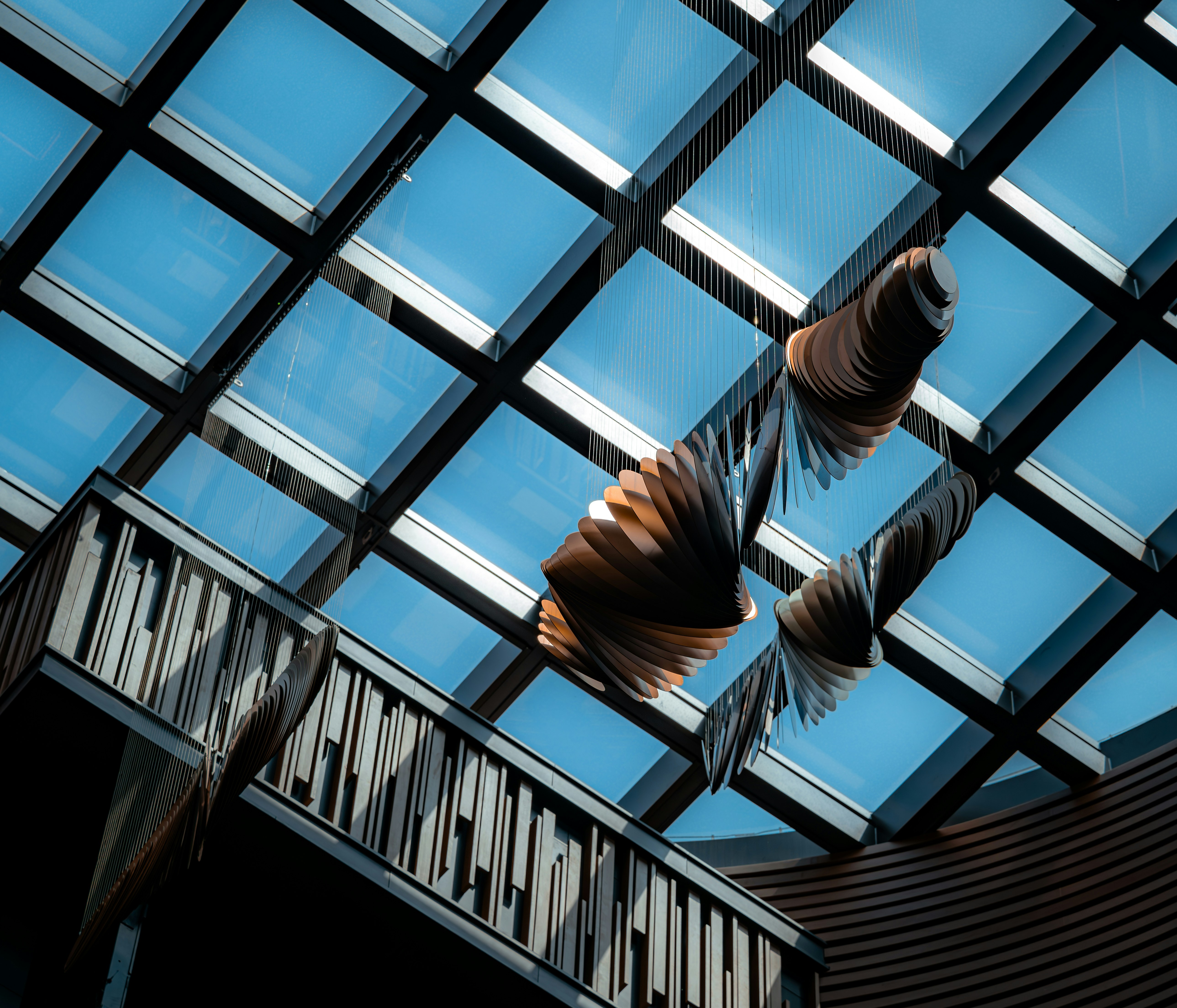 Twisted Helix Above a Glass Grid