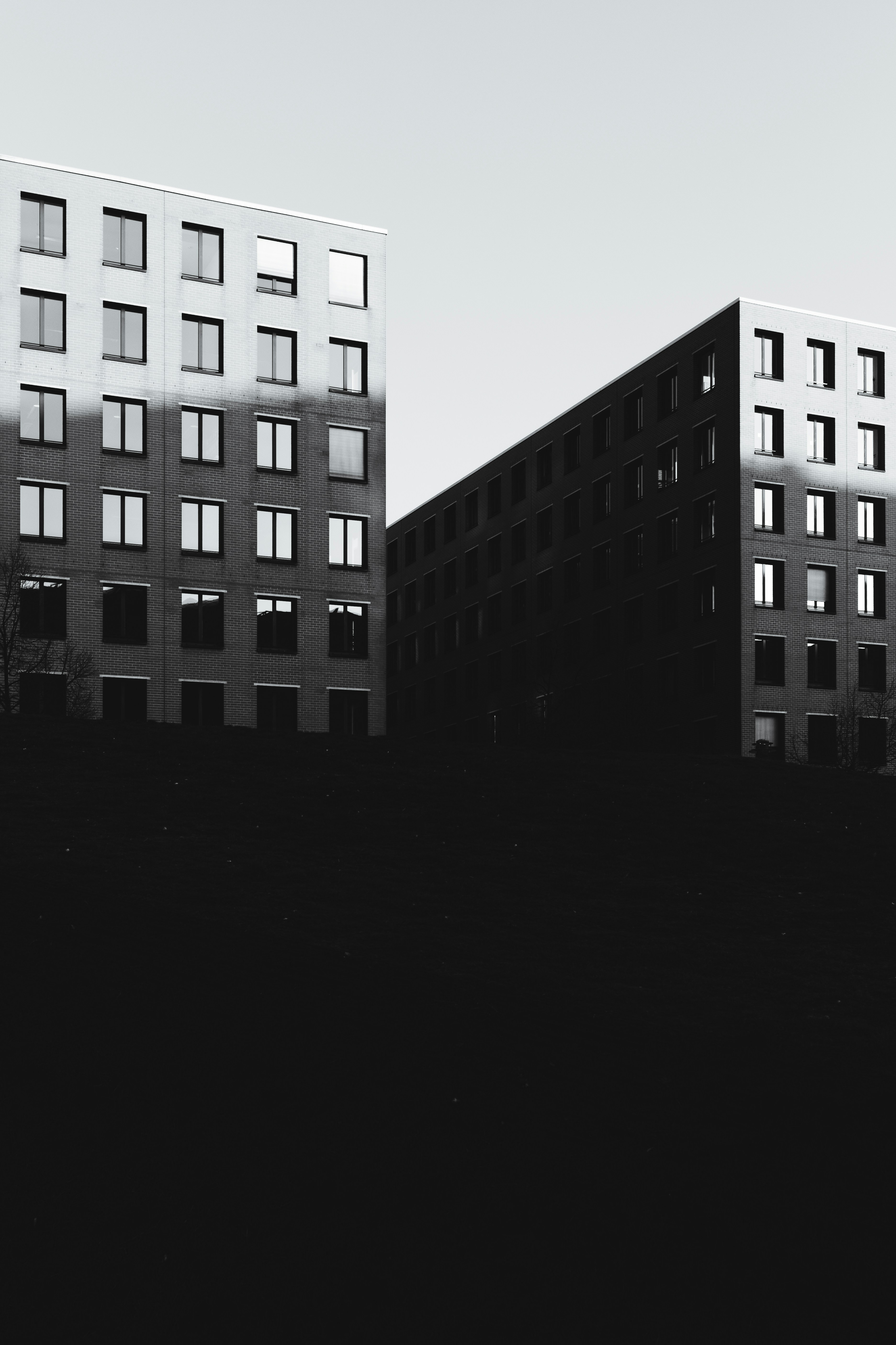 Convergence in Grey: Two Brick Blocks Framing a Minimal Sky