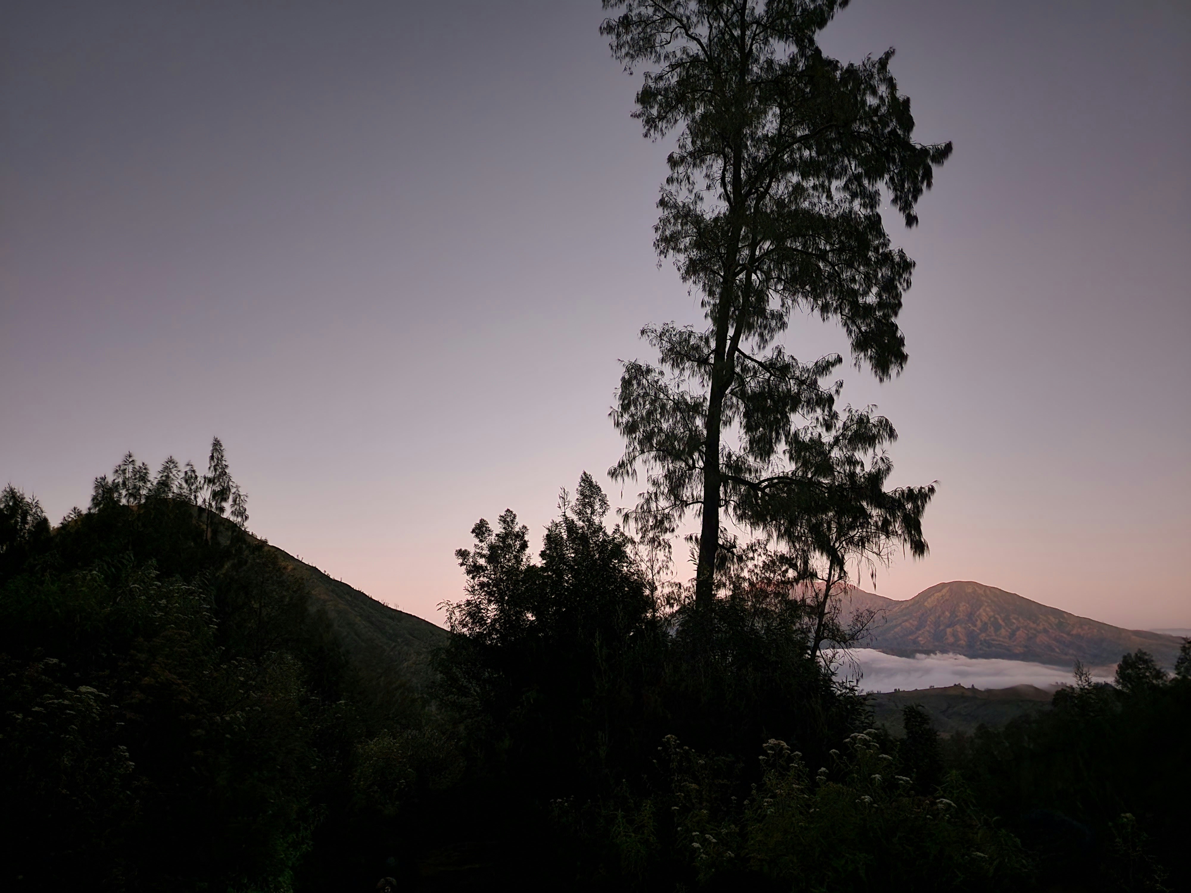 Twilight Silhouettes Against a Volcanic Horizon