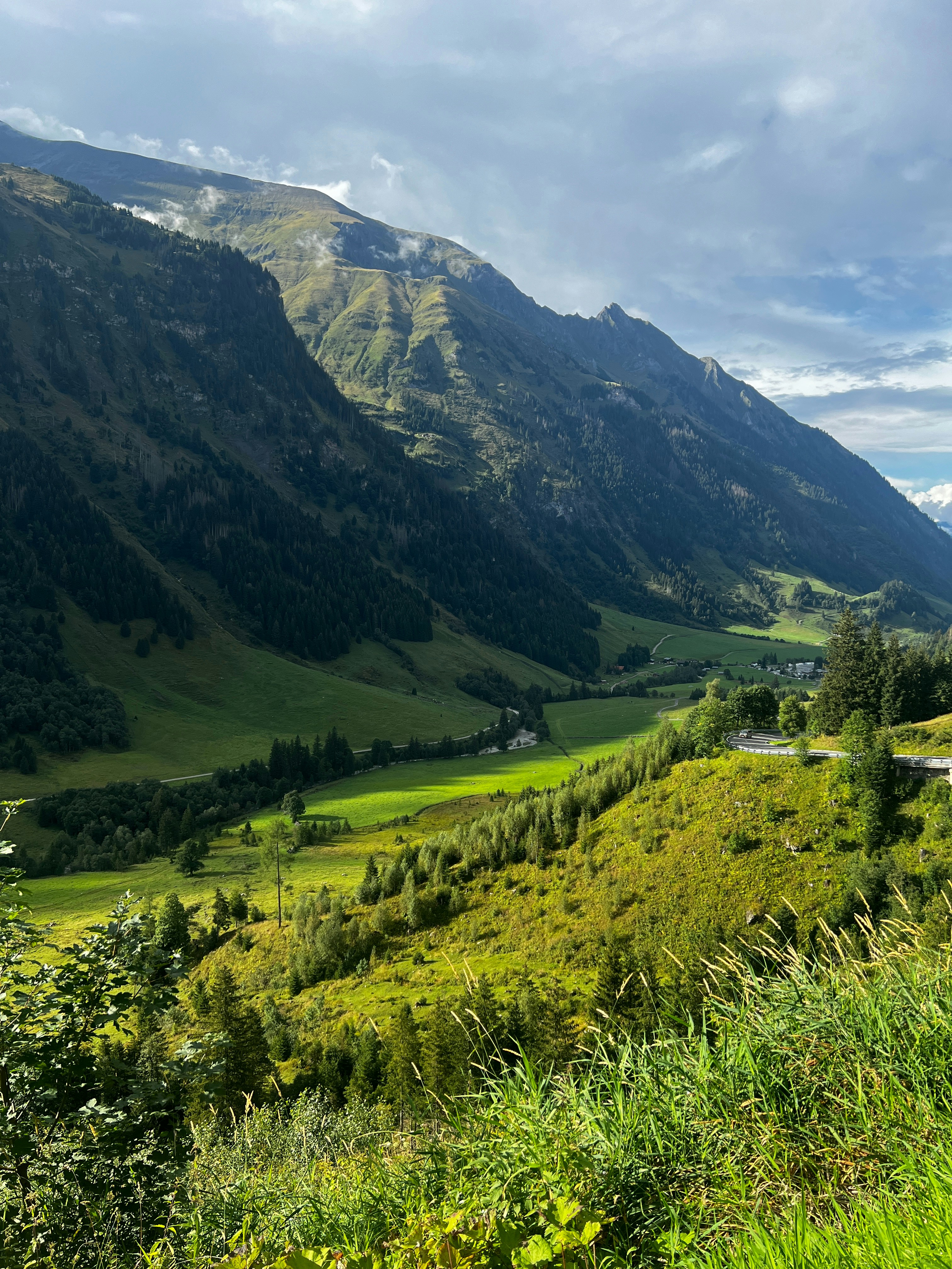 Alpine Valley Dawn: A Sunlit Ribbon Between Majestic Peaks
