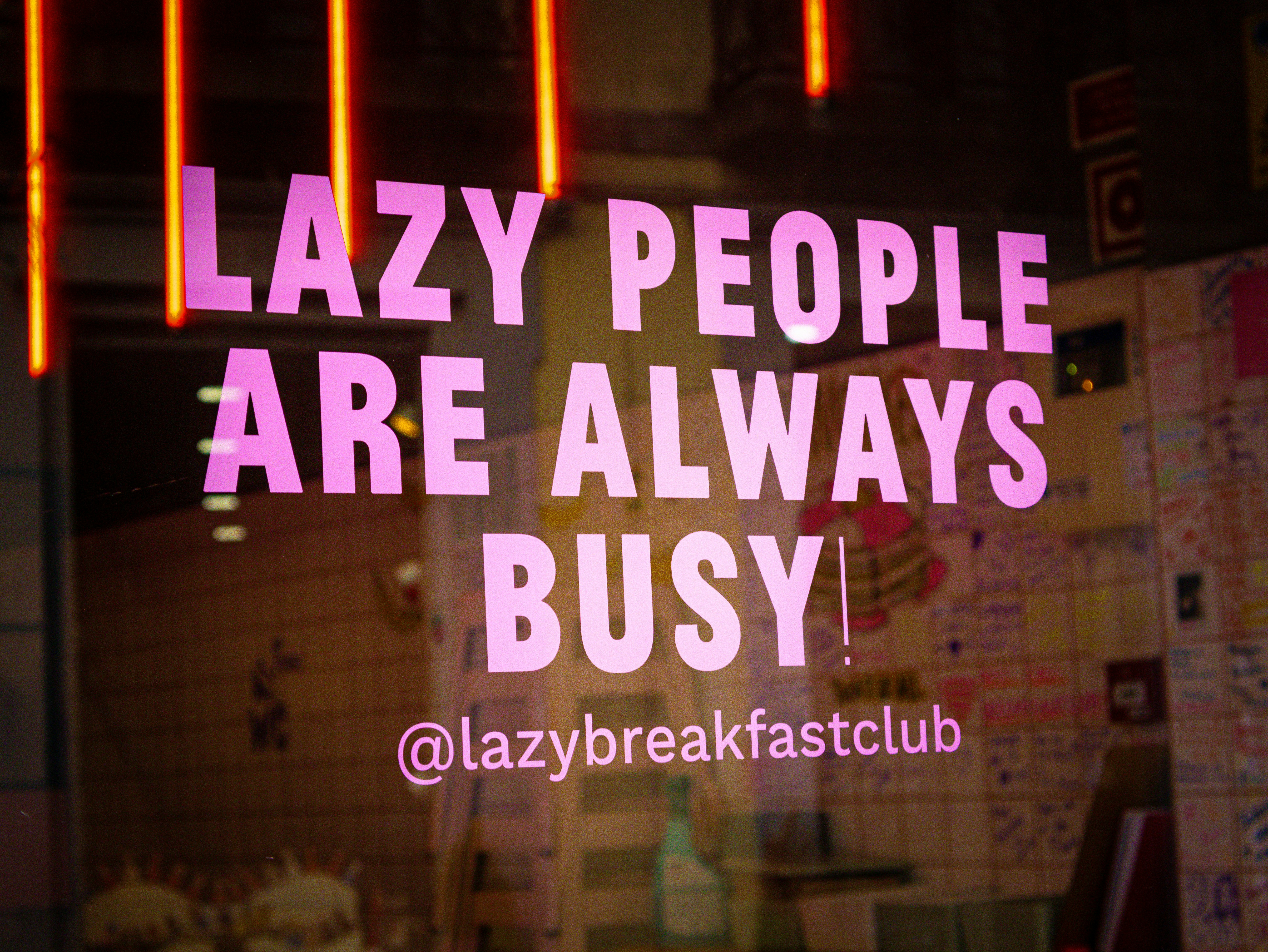 A sign that says lazy people are always busy photo – Free Building ...