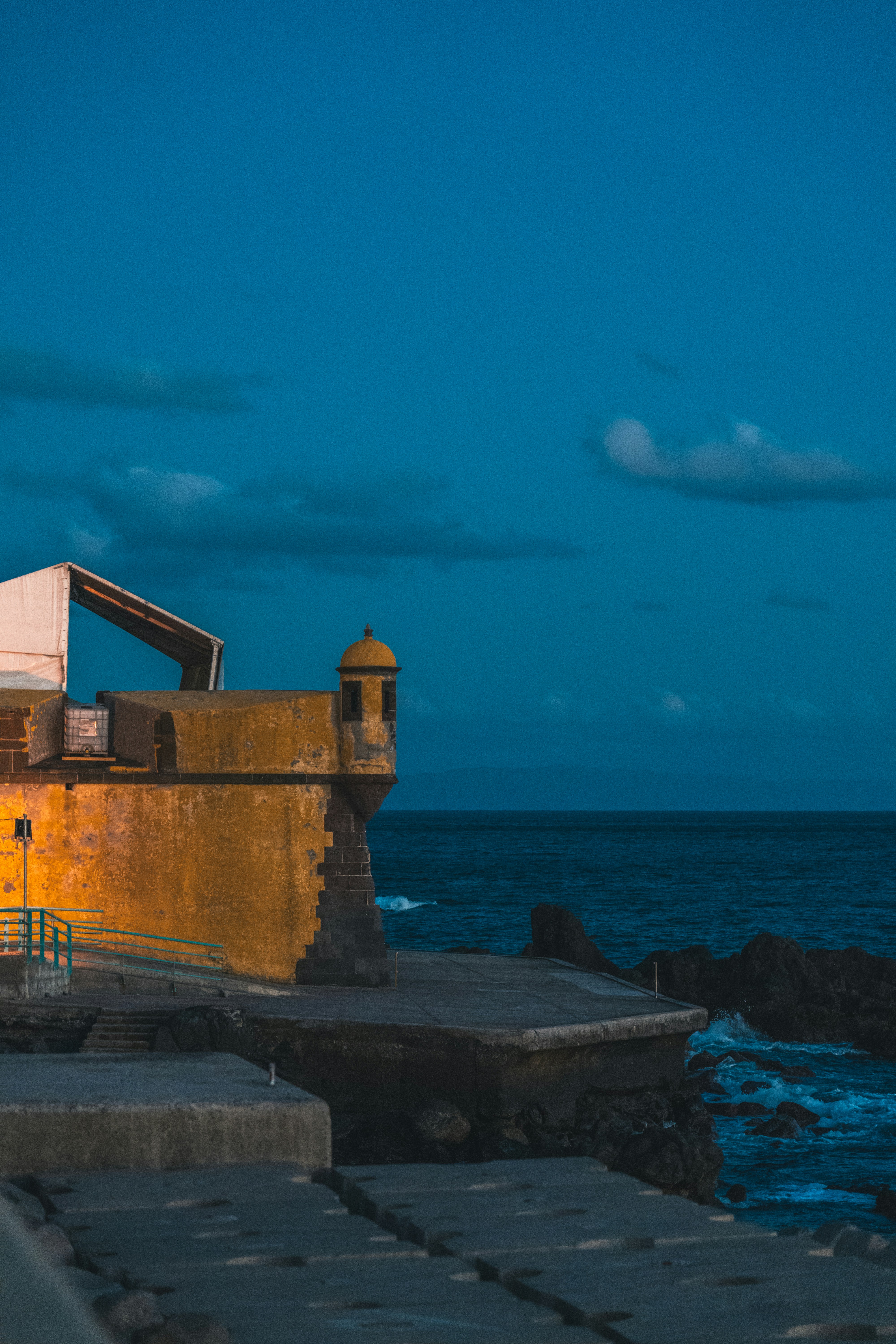 Golden Bastion at Blue Hour over the Atlantic