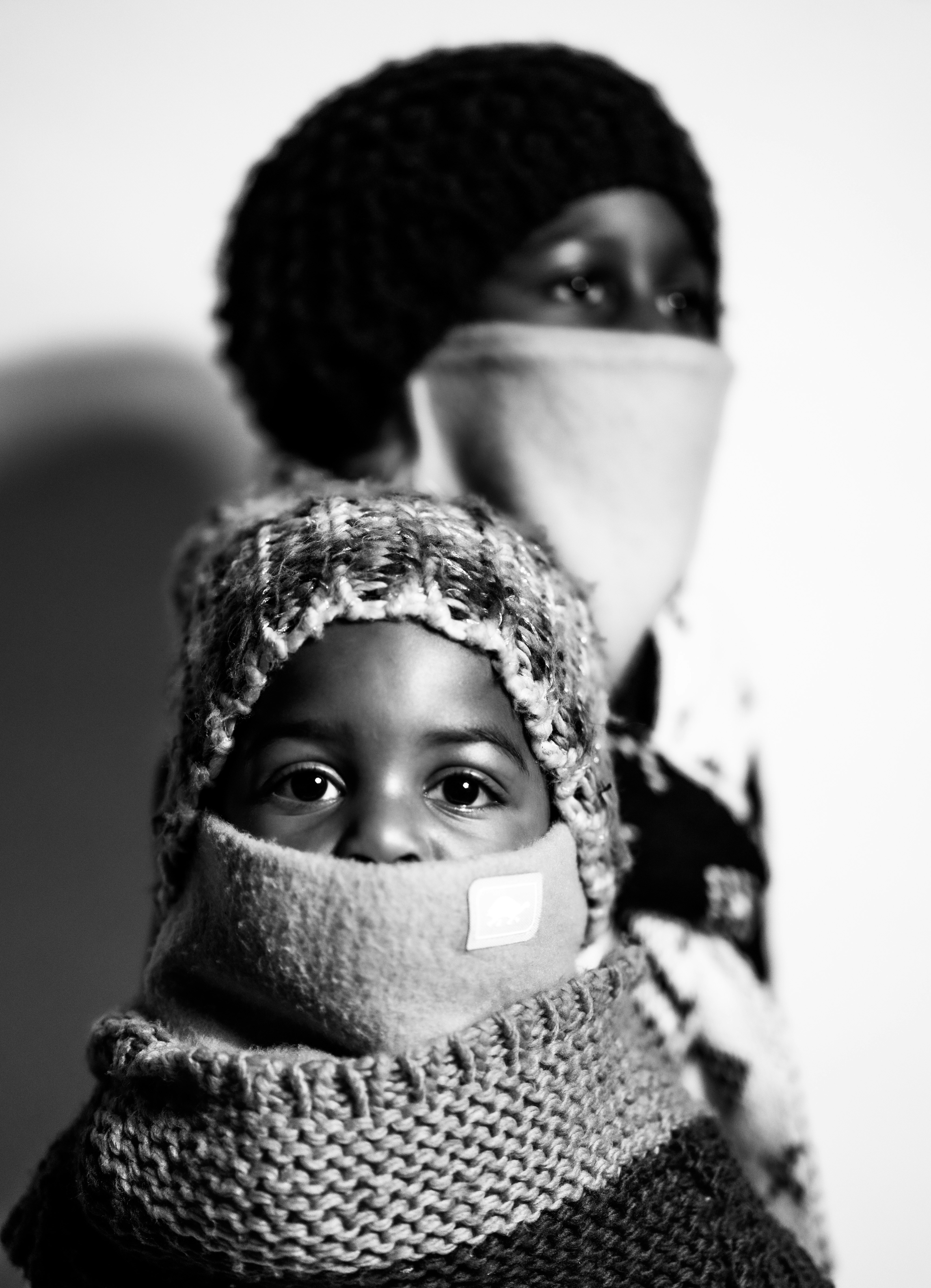Gaze Through Knit: Quiet Portrait in Monochrome