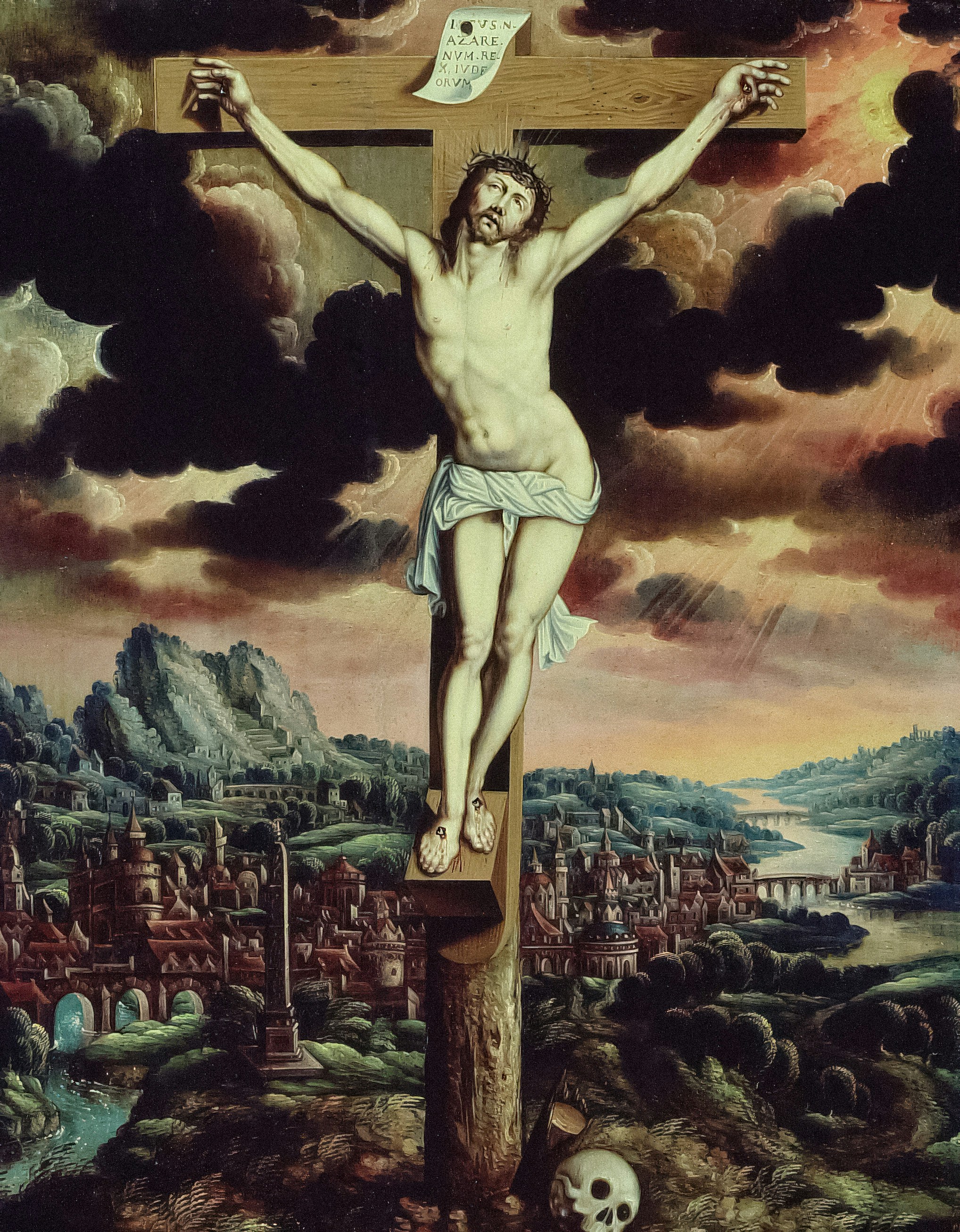 A painting of jesus on the cross with a skull photo – Free Jesus christ ...