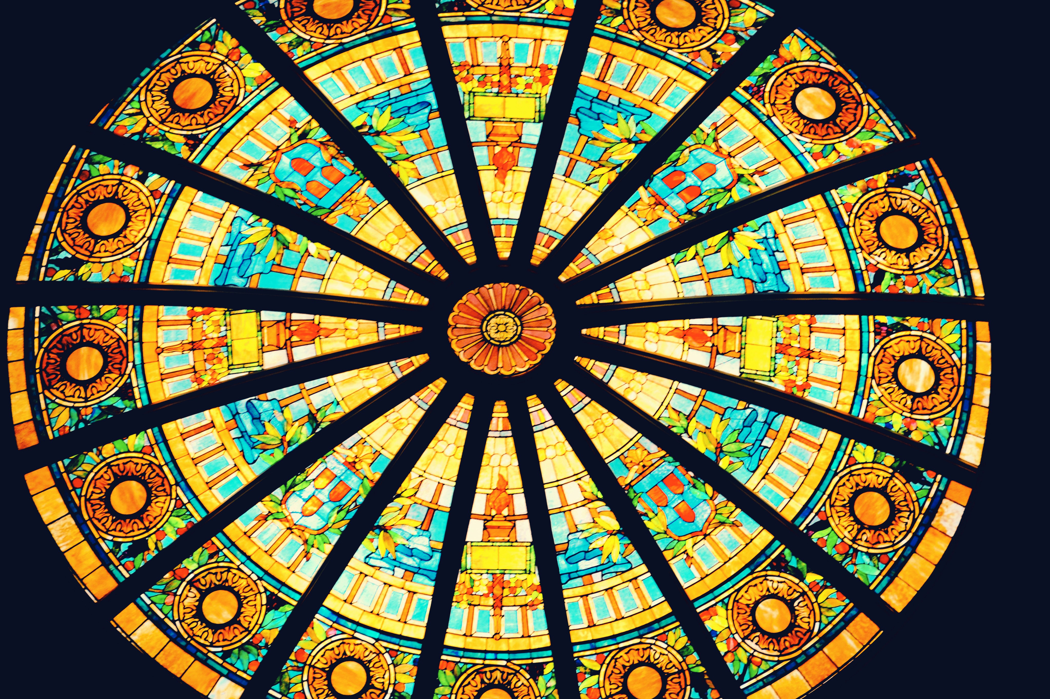 A circular stained glass window in a building photo – Free Los angeles ...