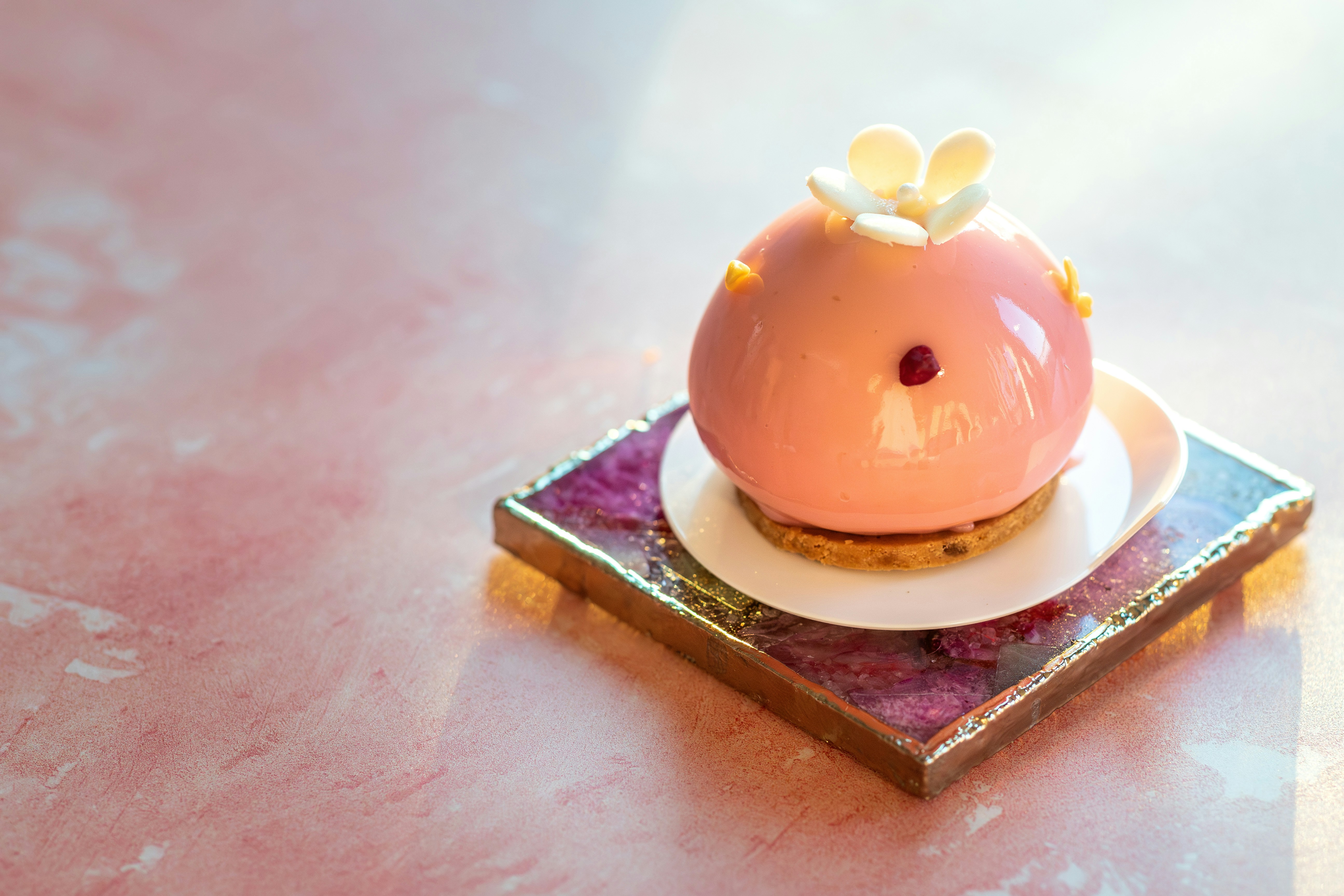 Petal Crown Dessert on a Glittering Pedestal