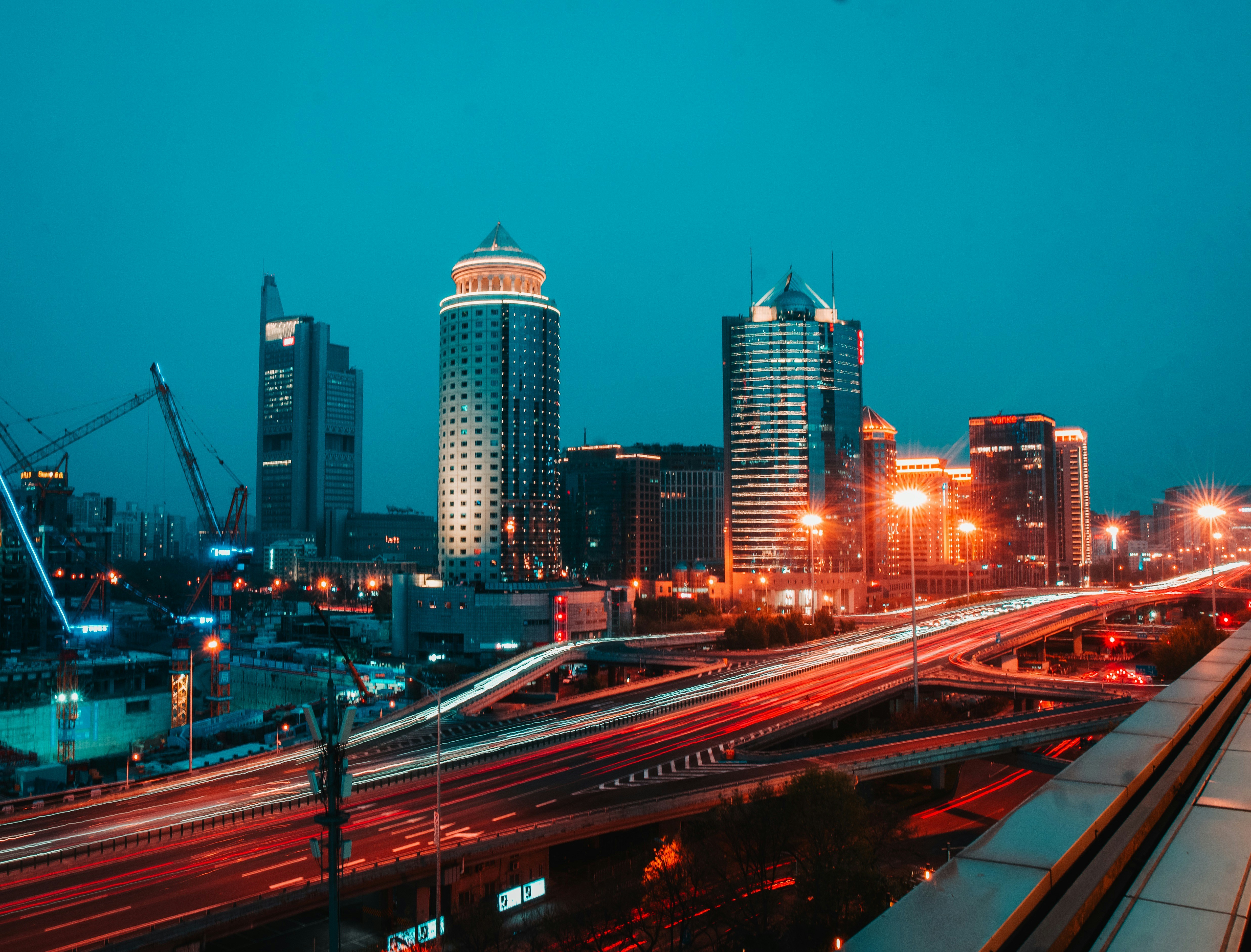 A view of a city at night from a bridge photo – Free Peking Image on ...