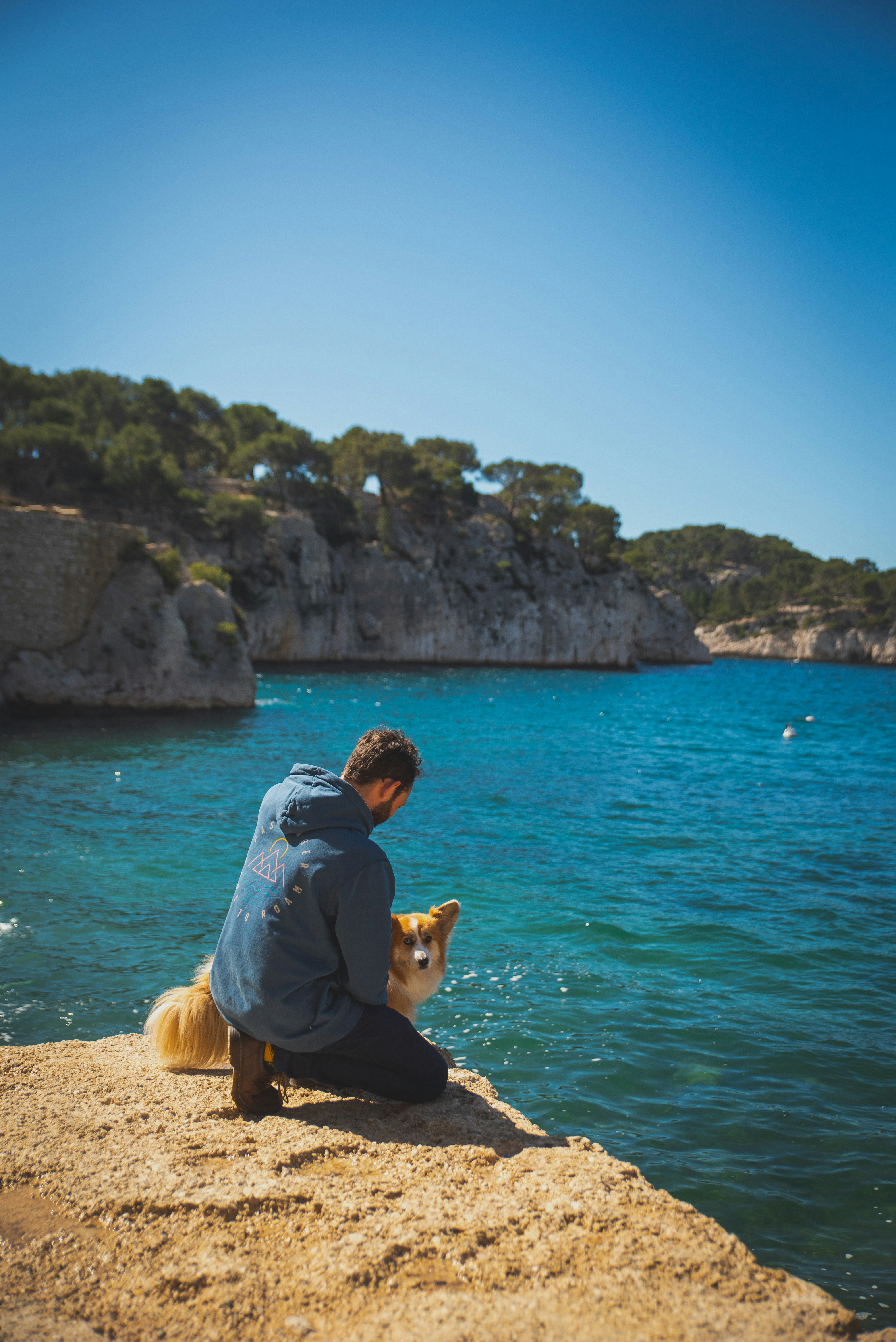 Edge of the Cove: A Quiet Moment Between Man and Dog