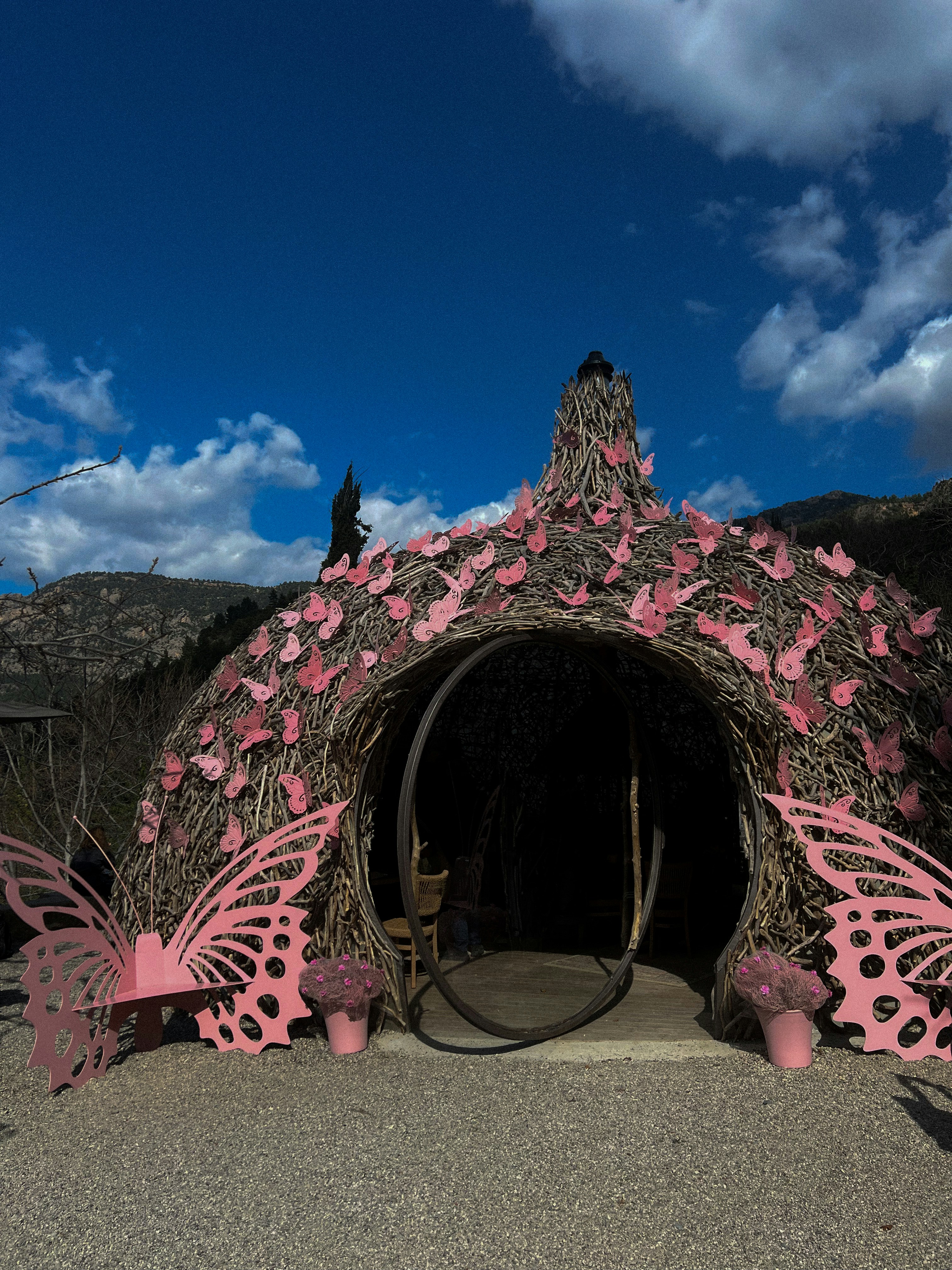 Butterfly Portal of Pink Pines: A Floral Archway