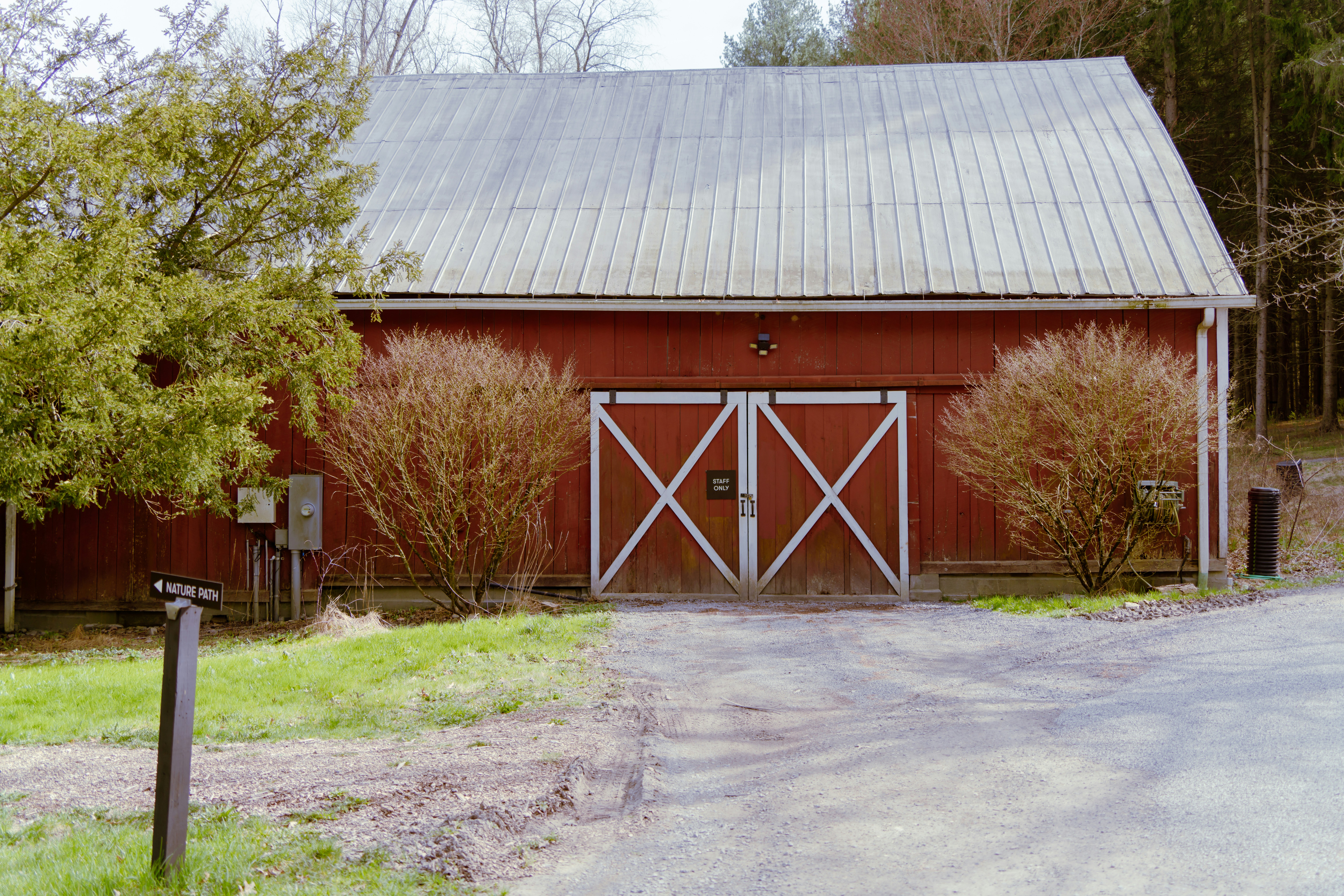Symmetry in Red: A Quiet Rural Doorway