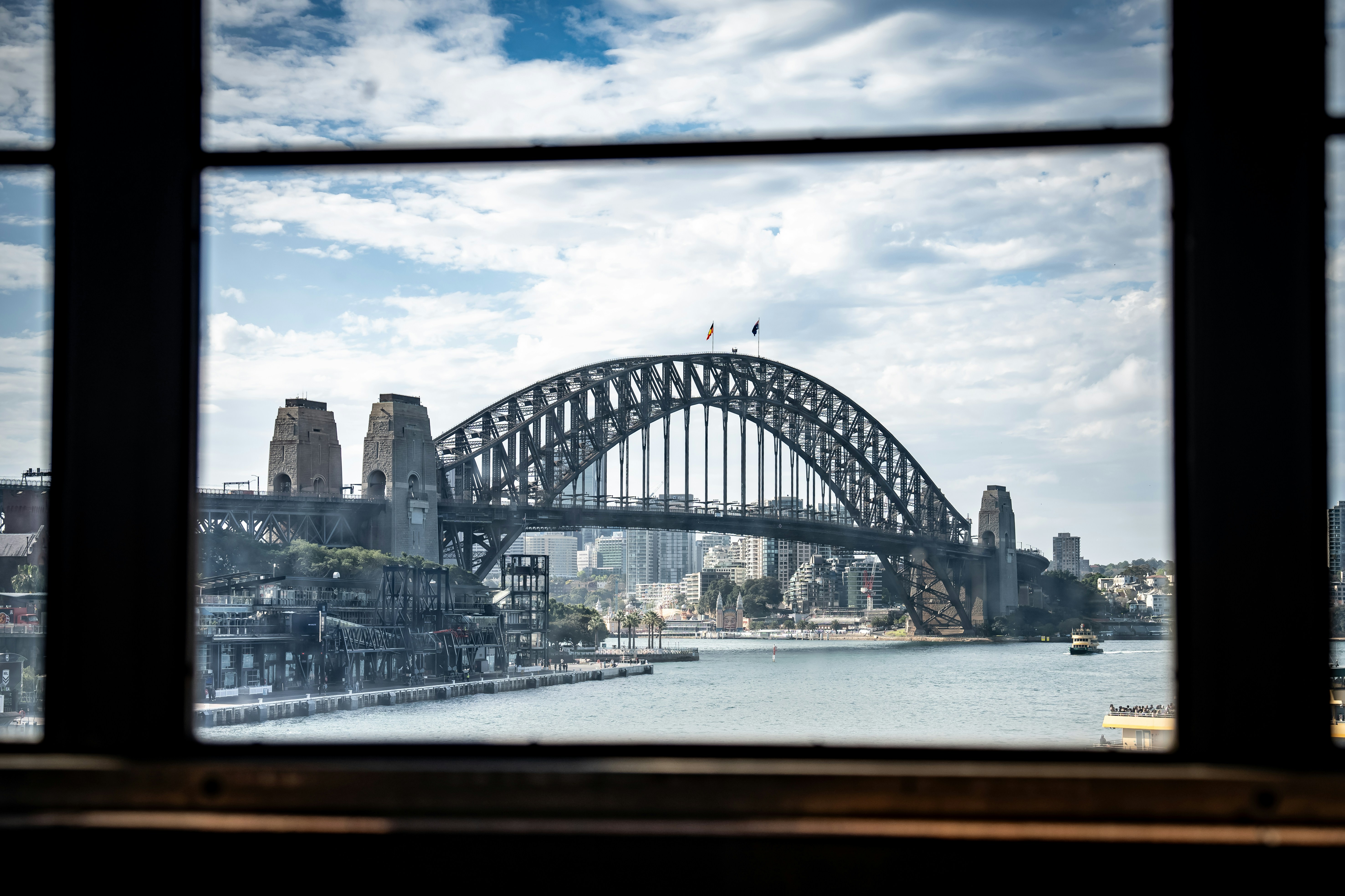 Bridge through a Window: Sydney’s Harbour Arch Framed by a Dark Frame