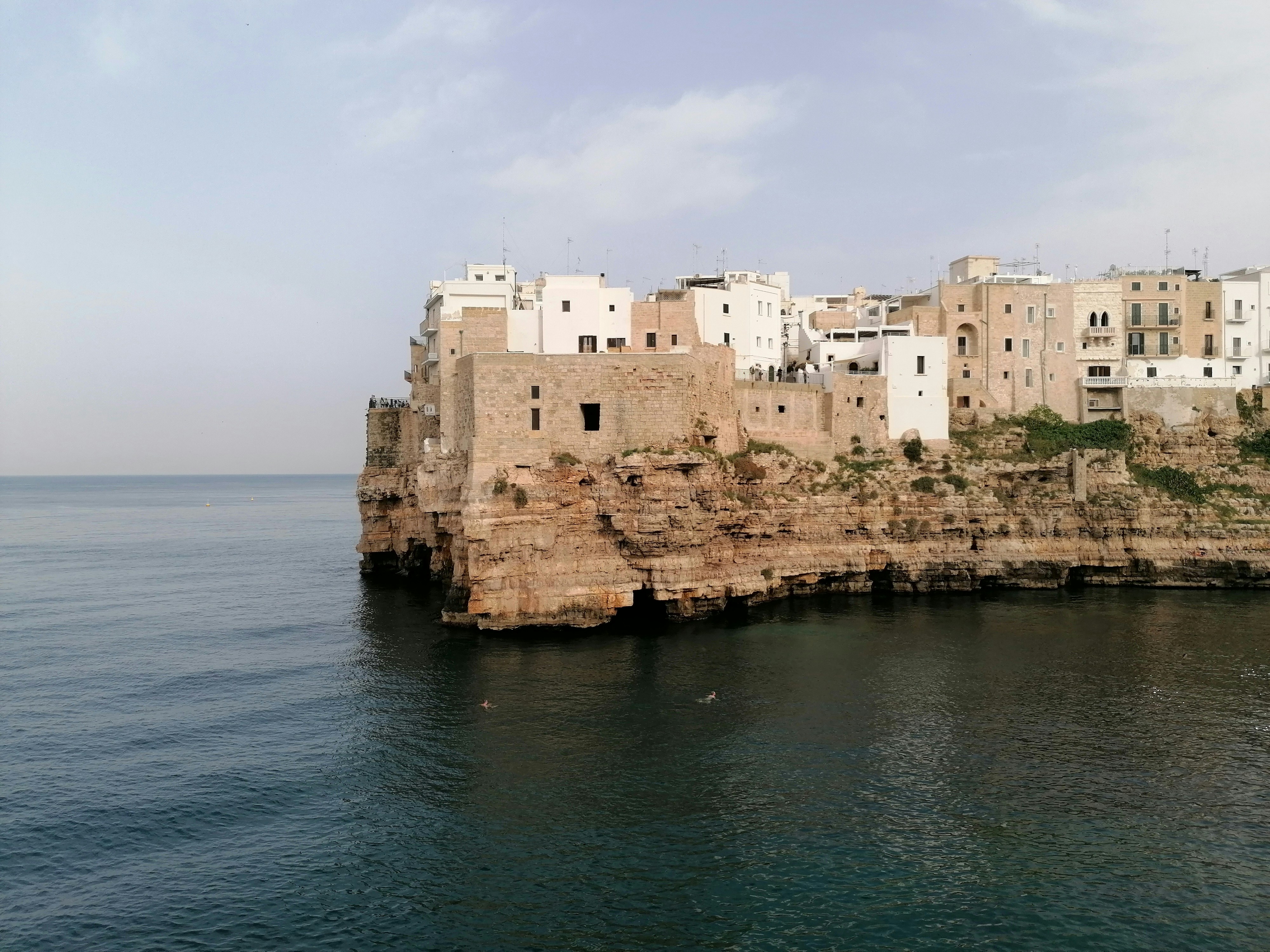 Cliffside White Town Framing the Quiet Blue Sea