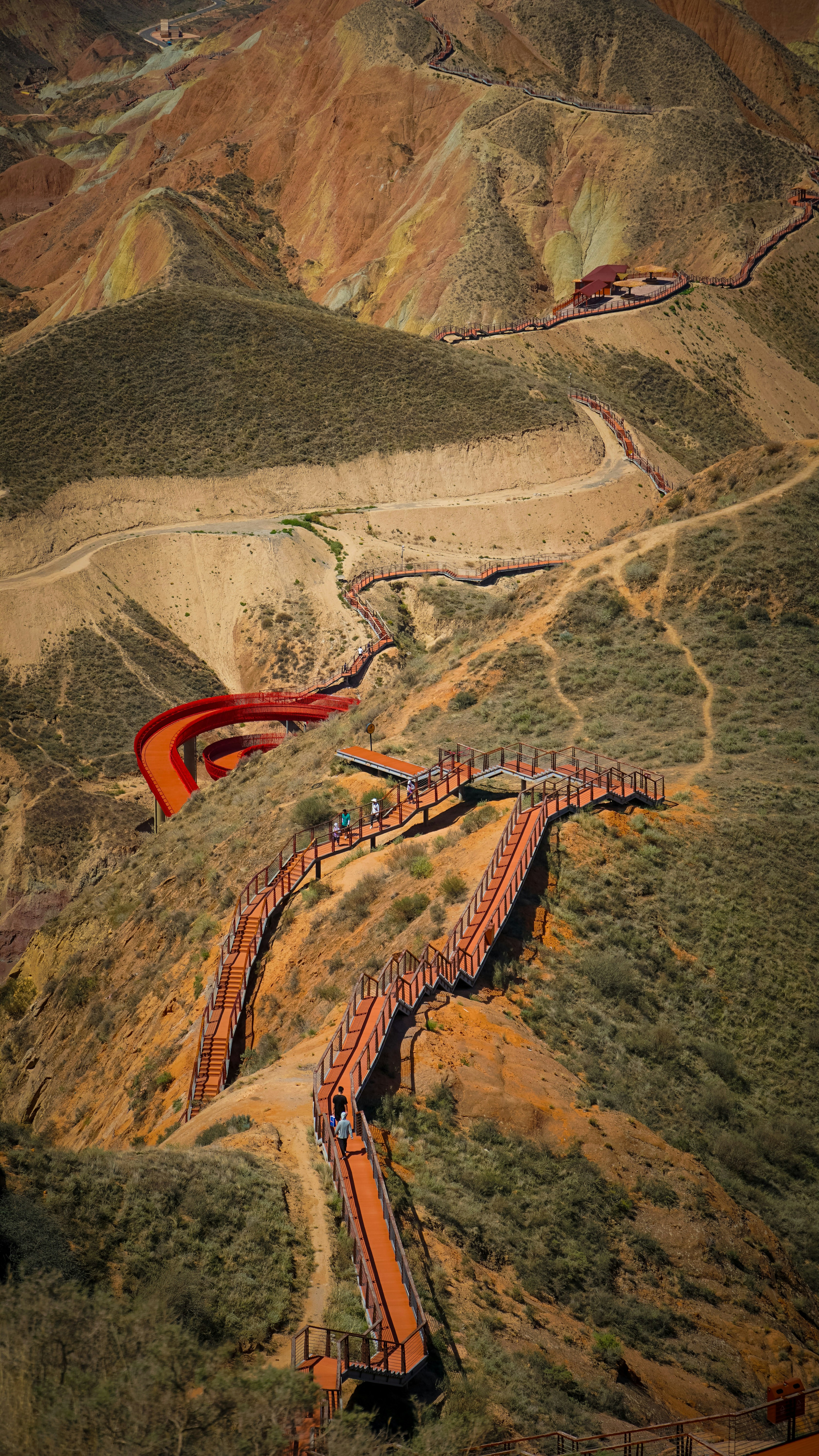 Copper Rails: A Winding Ridge Walkway Carved Through Desert Hills