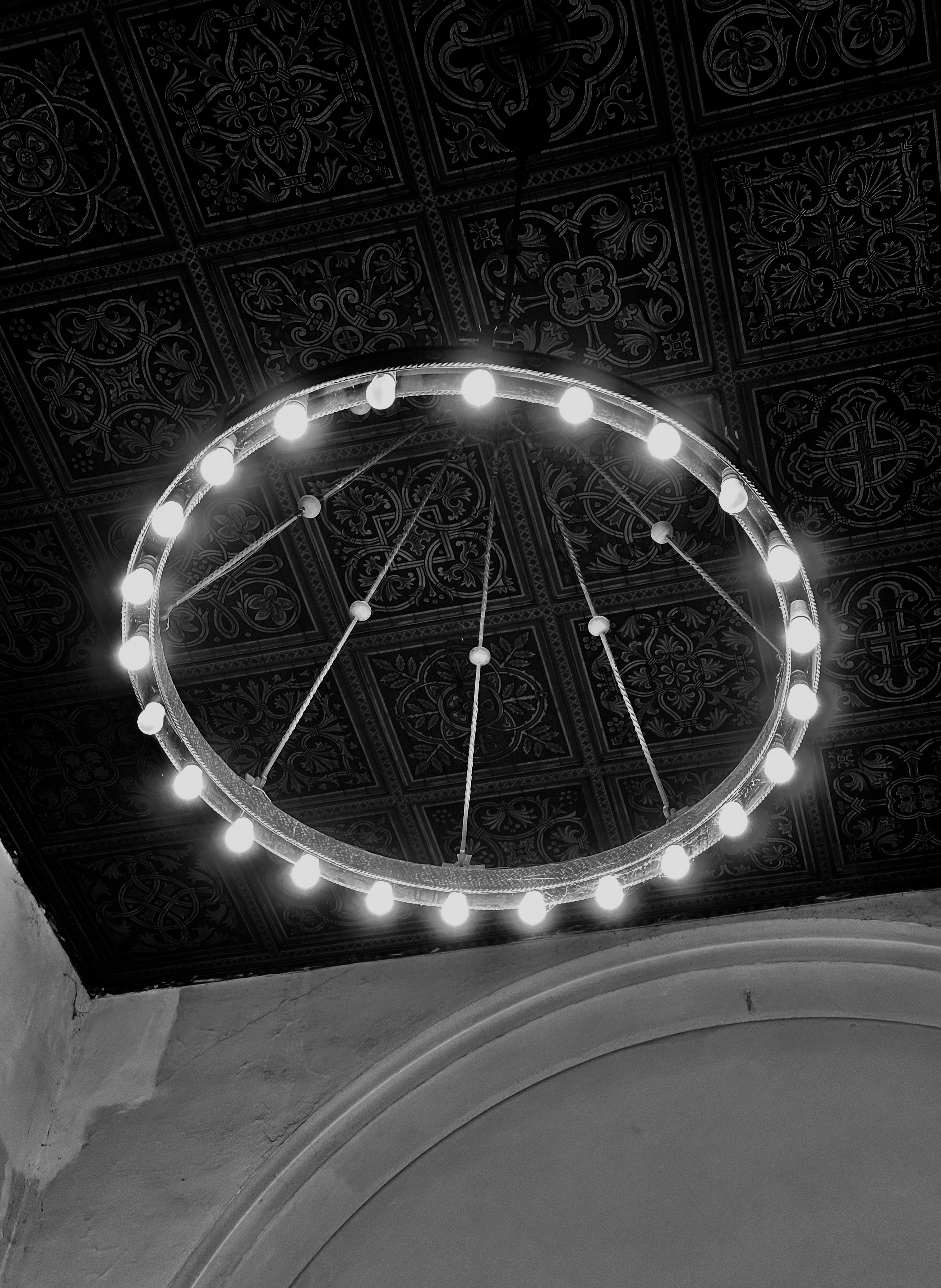 Halo of Lights Under a Baroque Ceiling