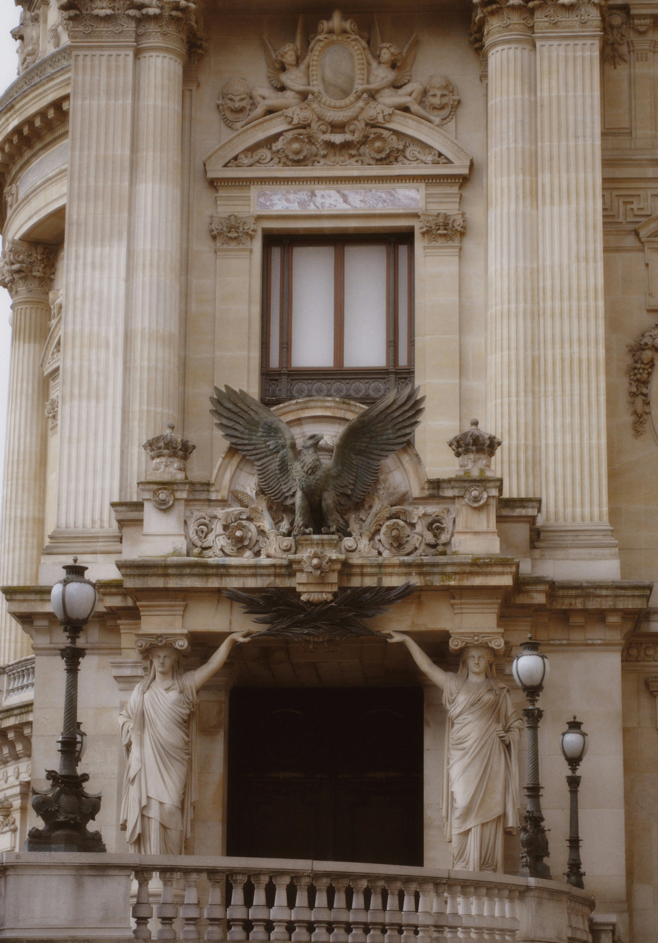 Winged Guardian Over a Baroque Balcony