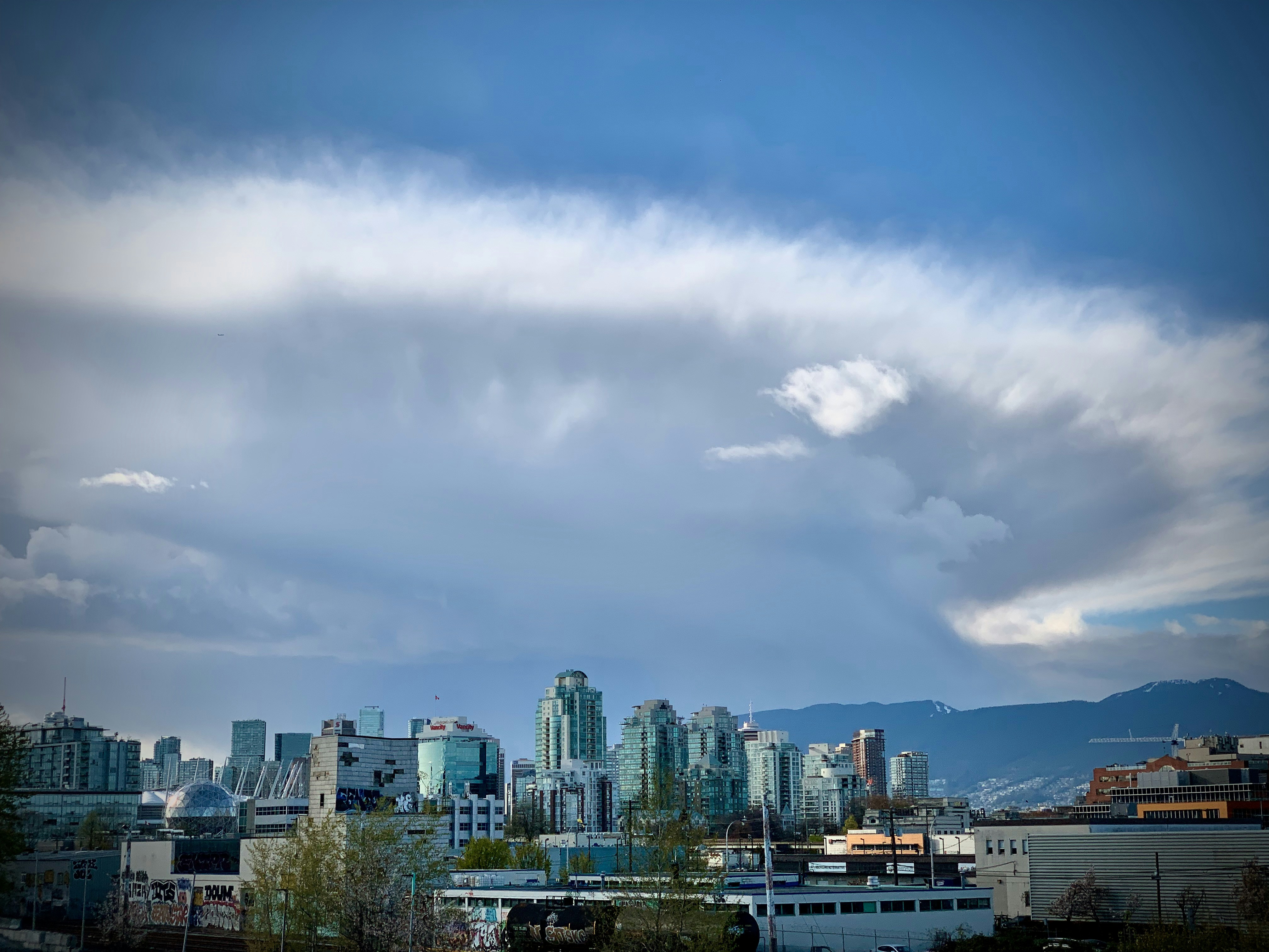 Unusual storm cloud front over Vancouver Canada