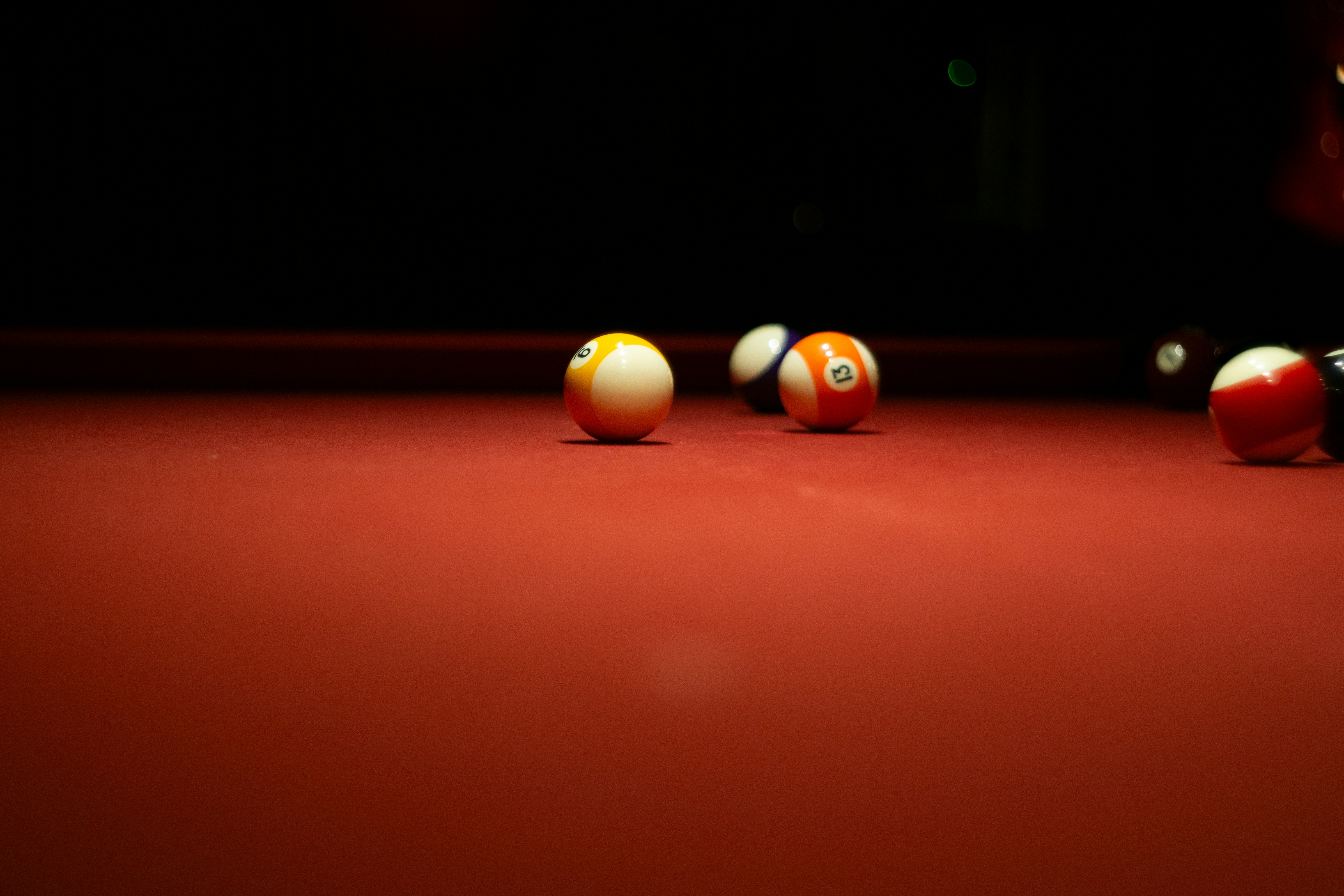 A red pool table with eight ball billiards photo – Free Pool Image on ...