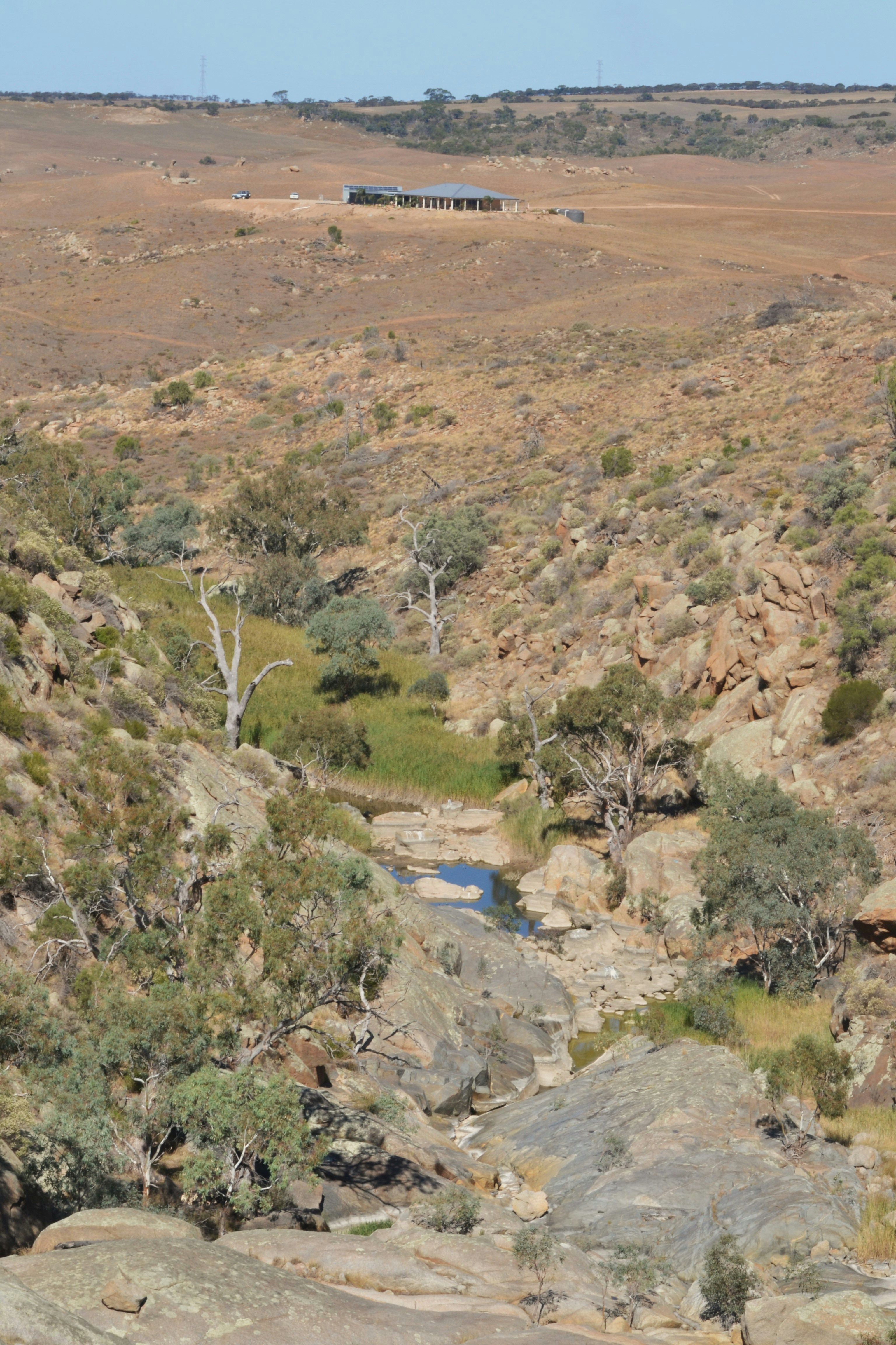 Desert Creek Winding Through Granite: A Quiet Moment in an Arid Hillscape