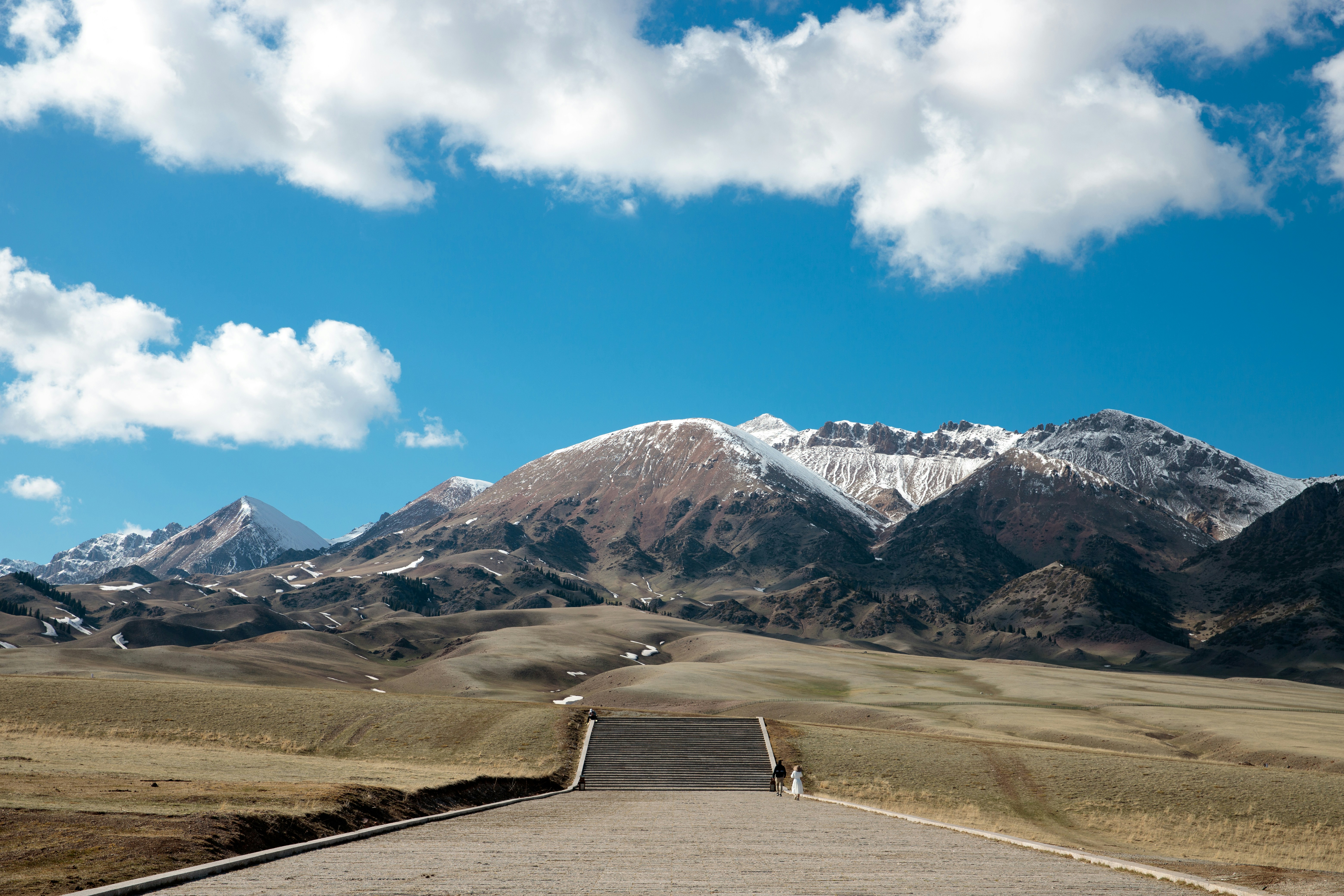 A scenic view of mountains and a road photo – Free Bortala mongol ...