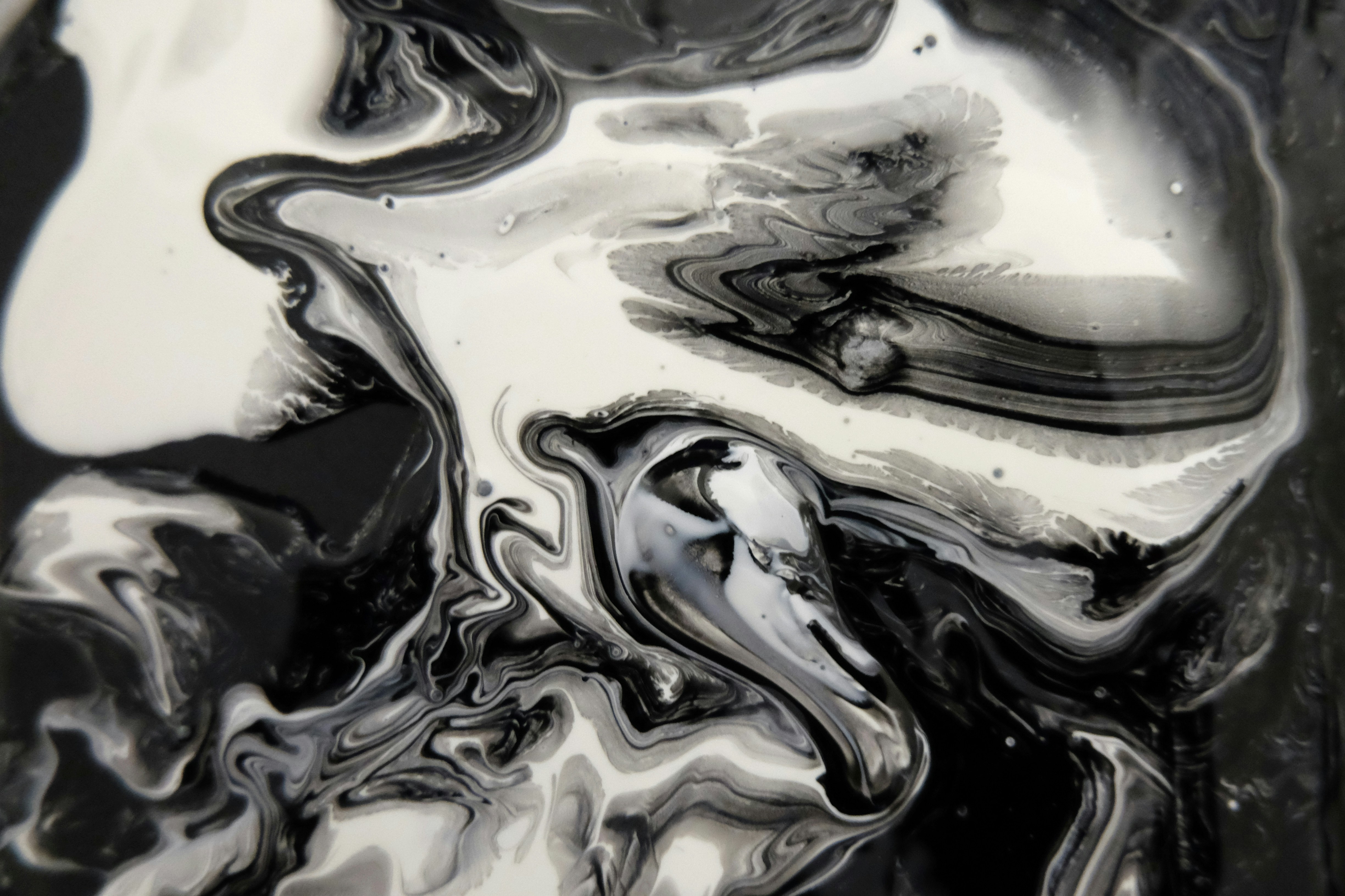 A black and white photo of a liquid swirl photo – Free Paint texture ...