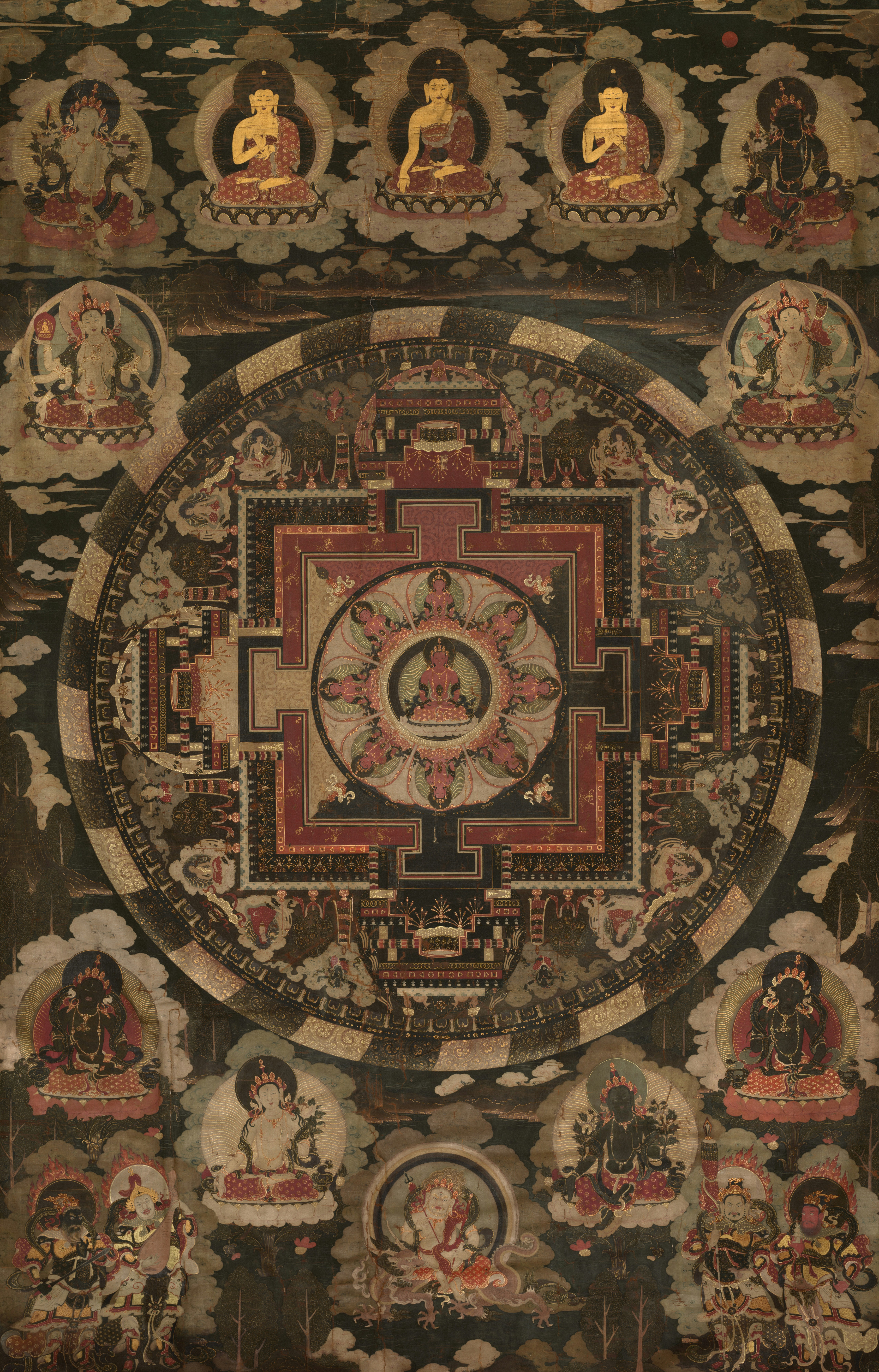 Mandala early 1700s Tibet Color on canvas Gift of Howard Eells 1915.316 https://www.clevelandart.org/art/1915.316