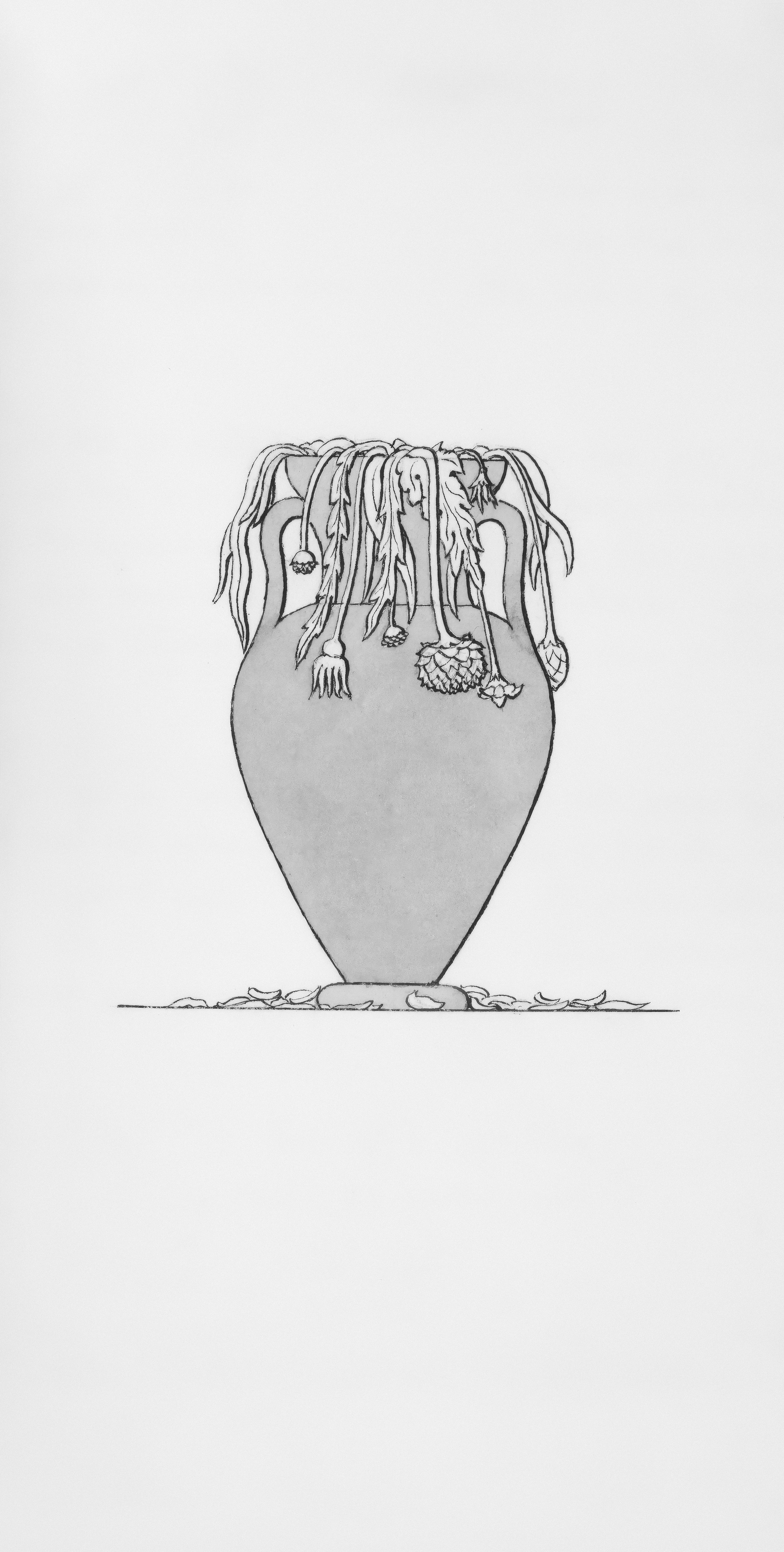 Contour Vase with Dried Blooms: A Quiet Still-Life Study