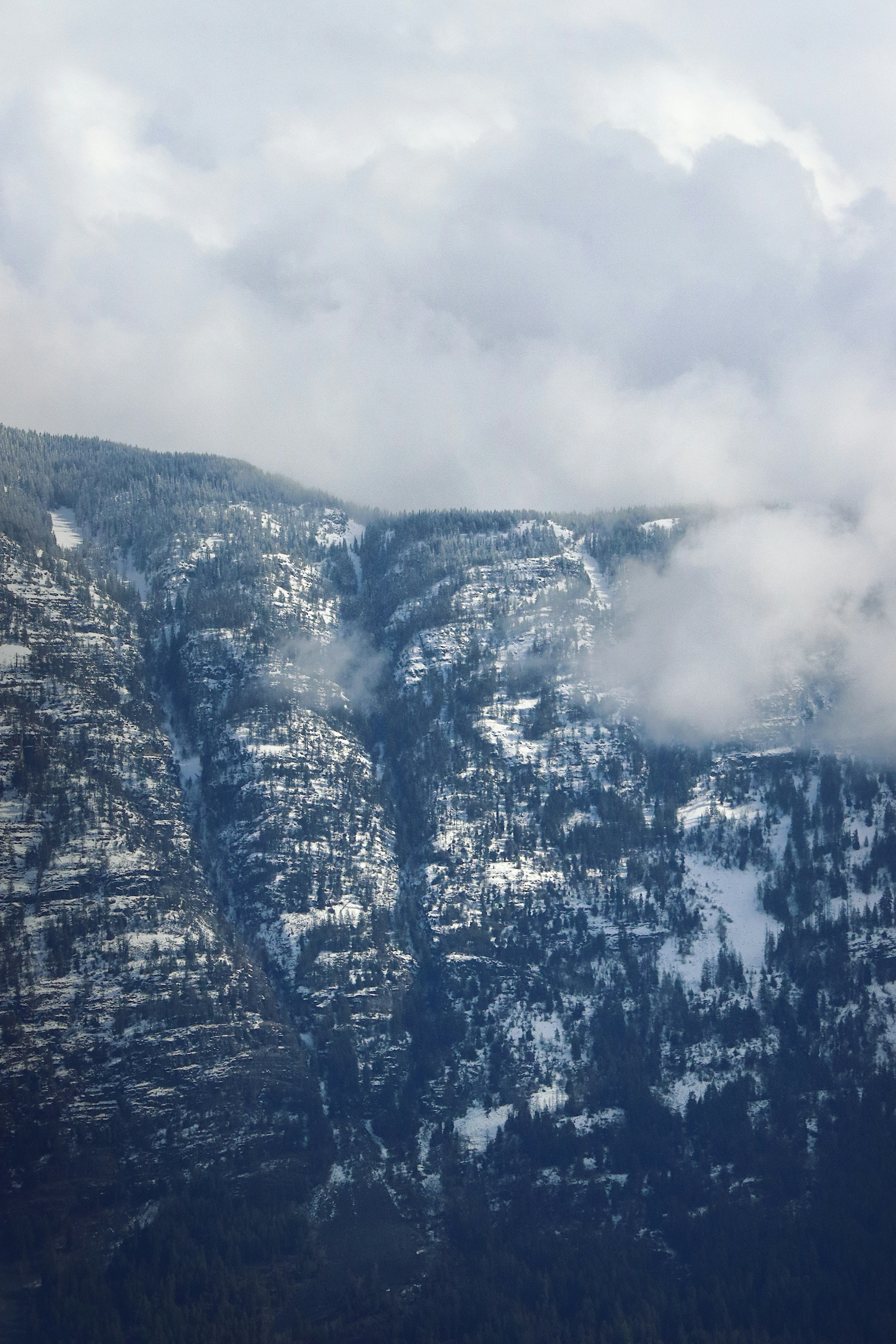 A plane flying over a mountain covered in snow photo – Free Creston ...
