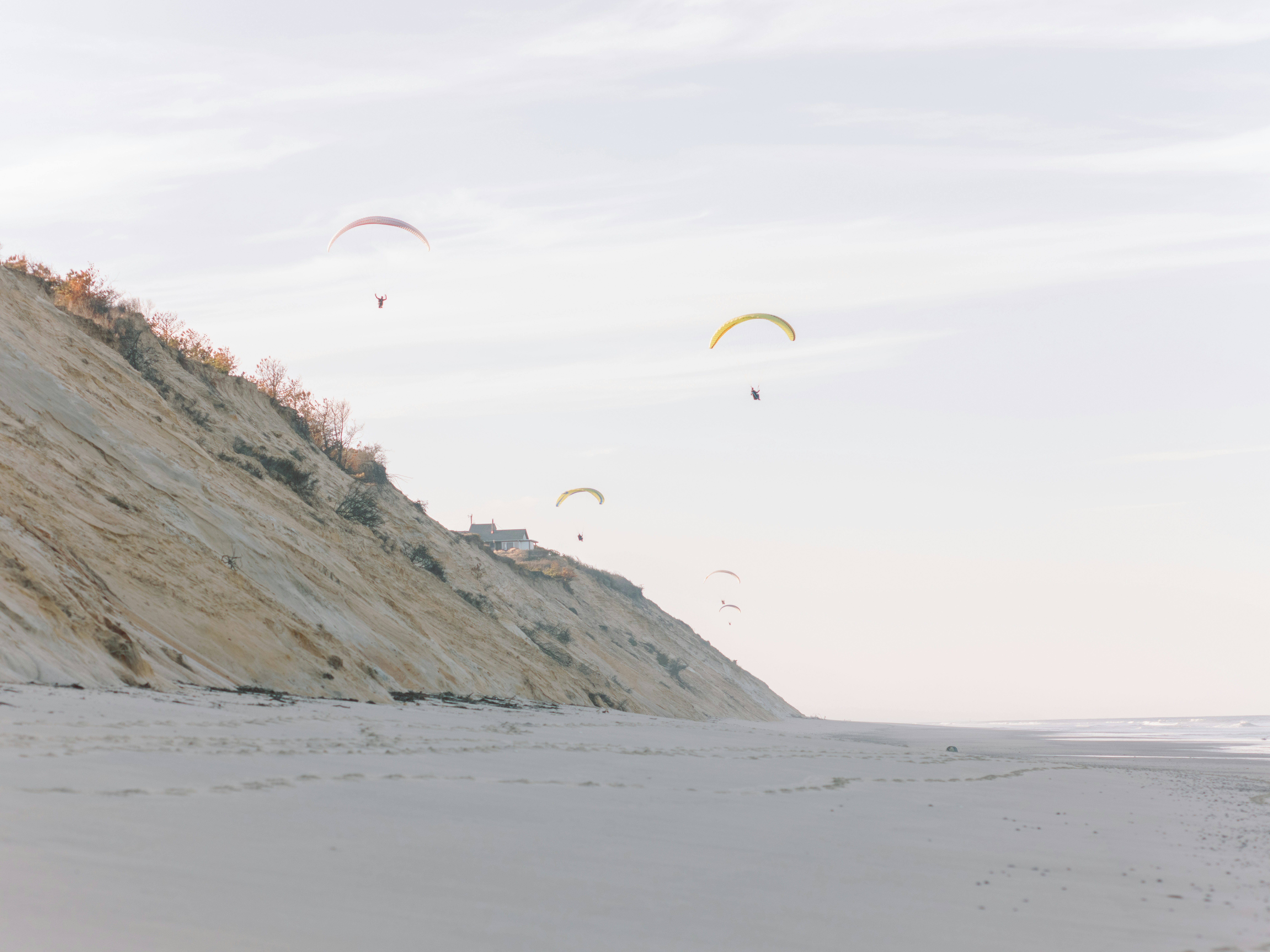 A group of people flying kites on top of a sandy beach photo – Free ...