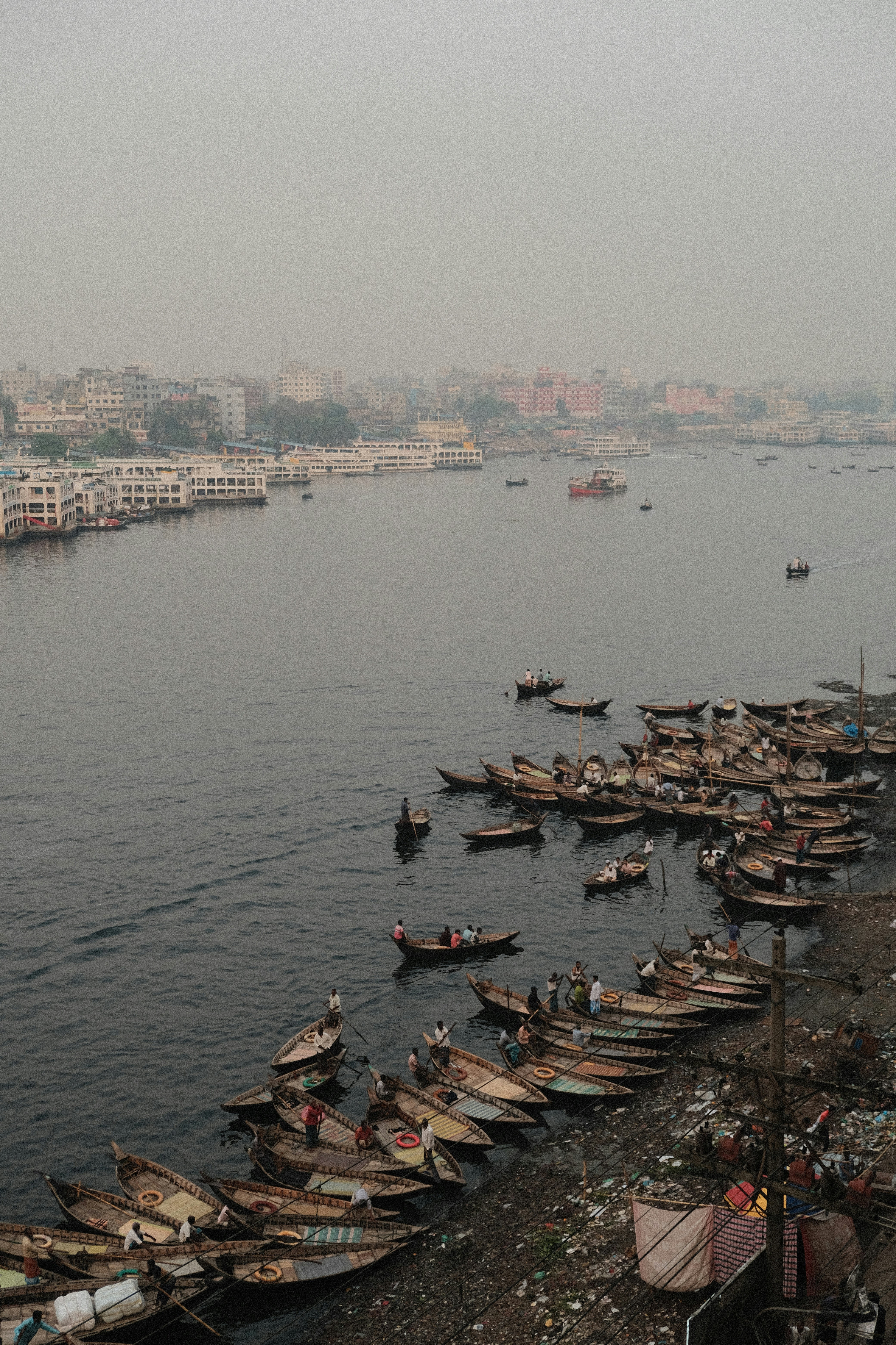 The Buriganga River in Dhaka, Bangladesh. March 2024. SOOC JPEG.