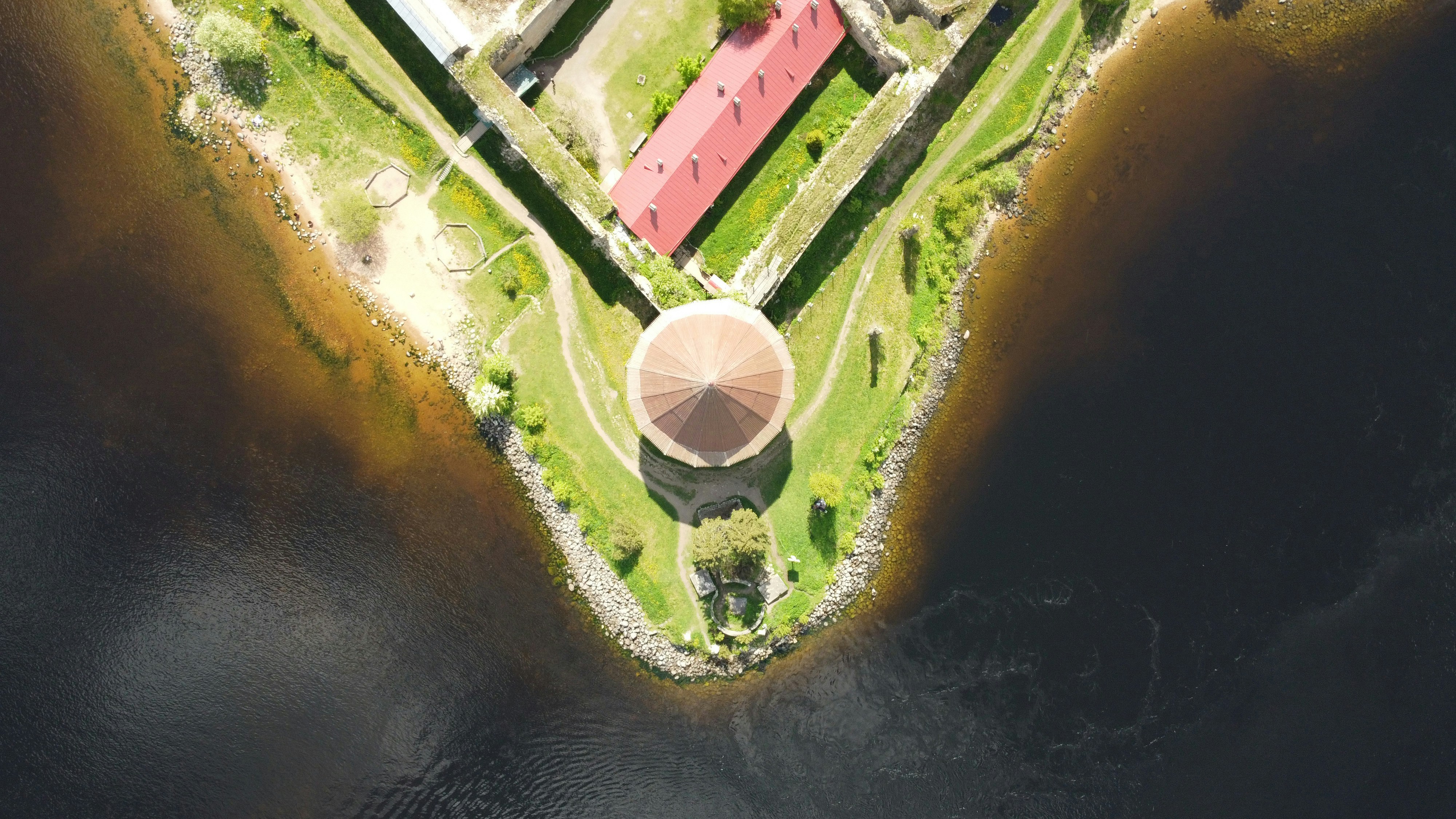 Circular Citadel on a Narrow Peninsula: A Drone View