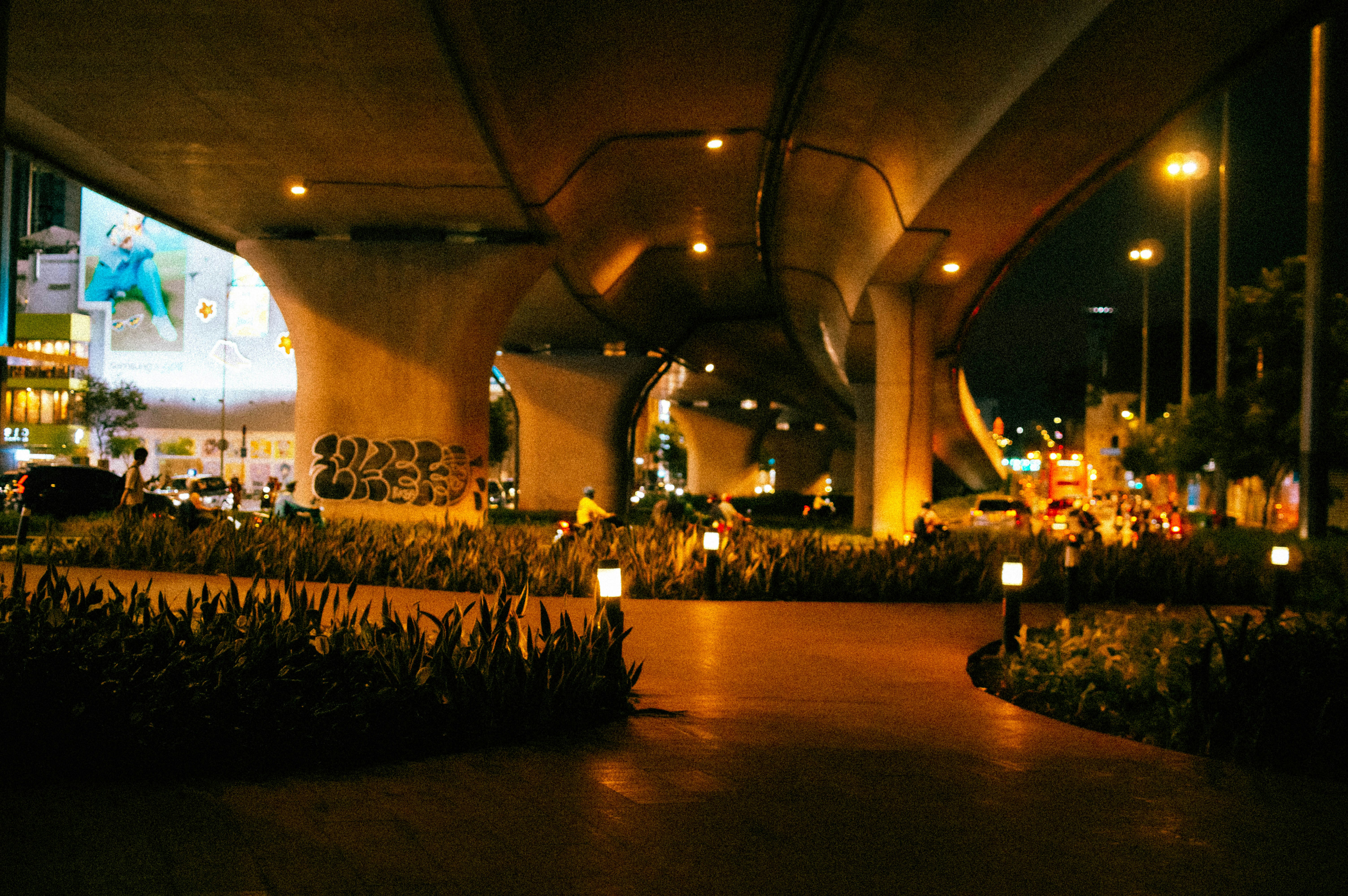 Arcades of Light Under the City Overpass