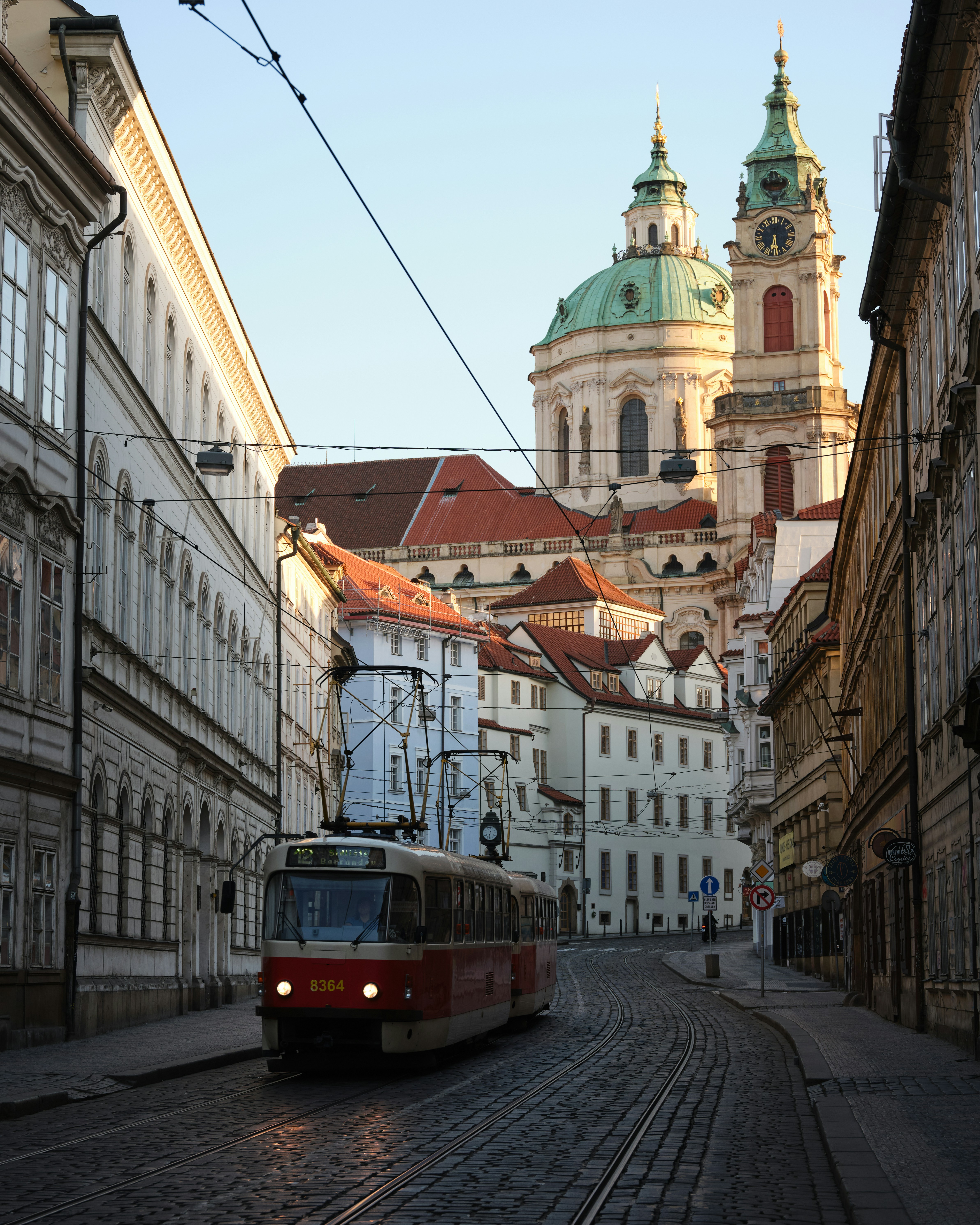 a tram in the Lesser Town of Prague