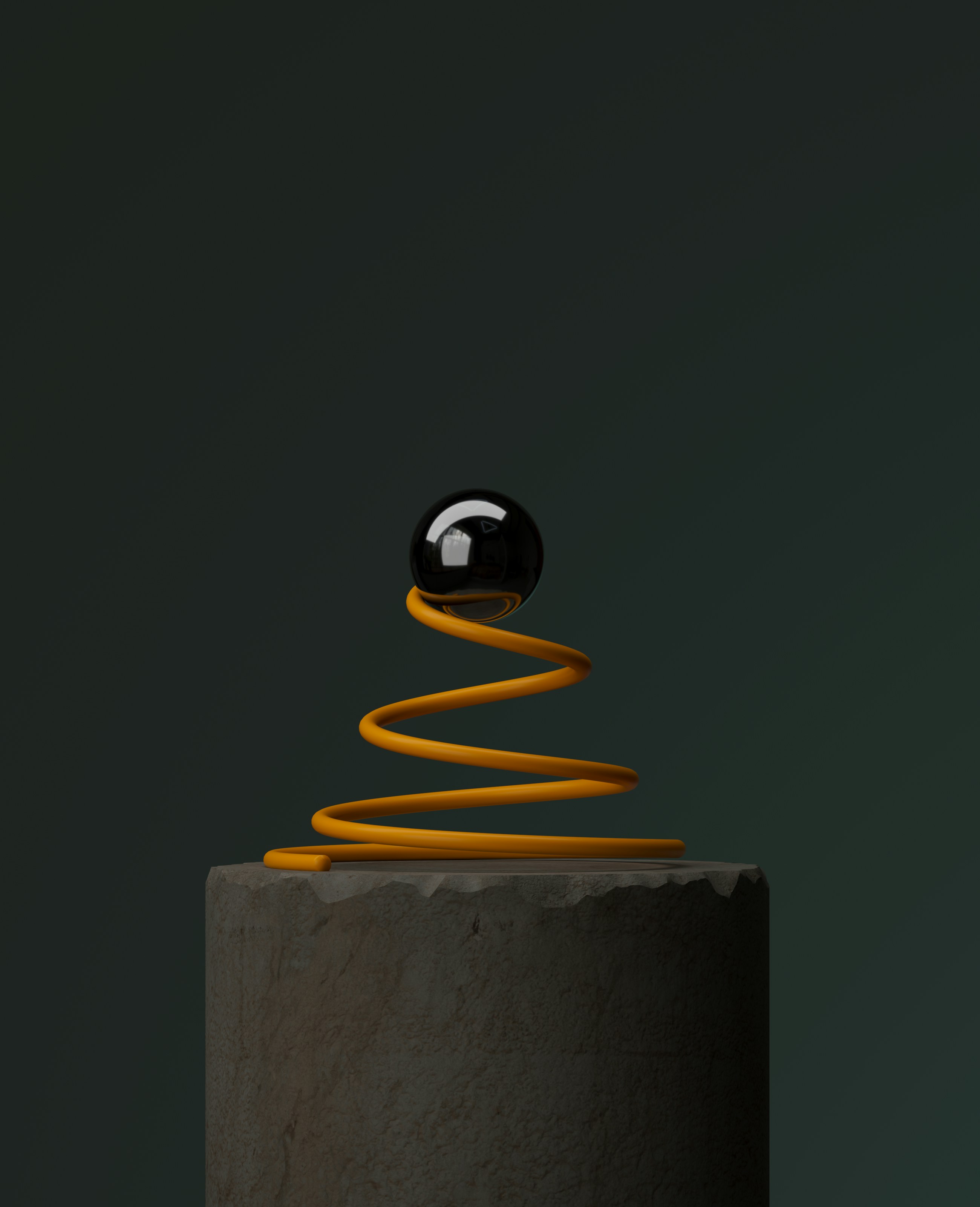 A black object sitting on top of a cement pillar photo – Free Digital ...