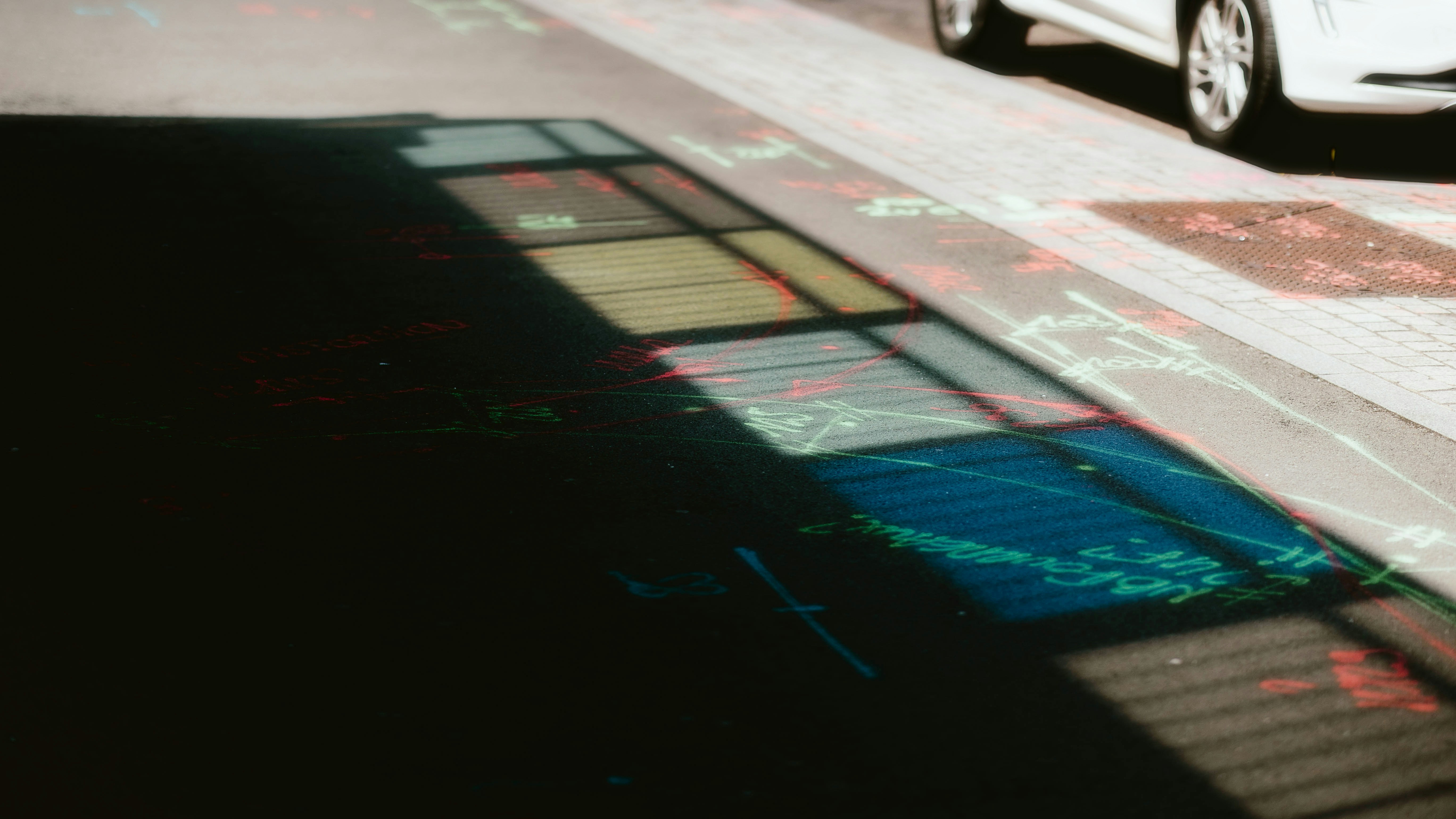 Colorful Chalk Geometry under Street Shadows
