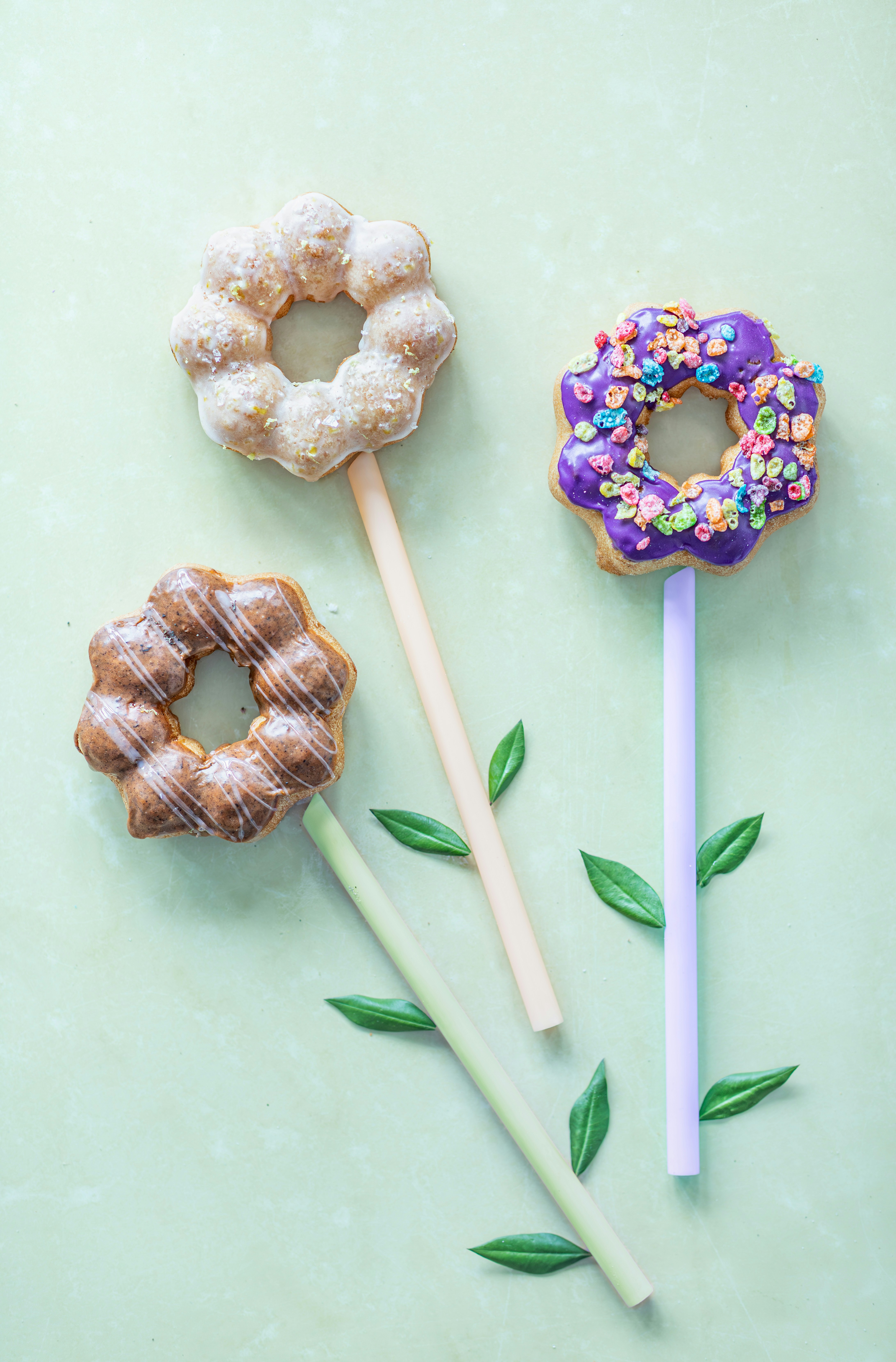 Candy Ring Trio: Sprinkles, Sticks, and Pastel Leaves