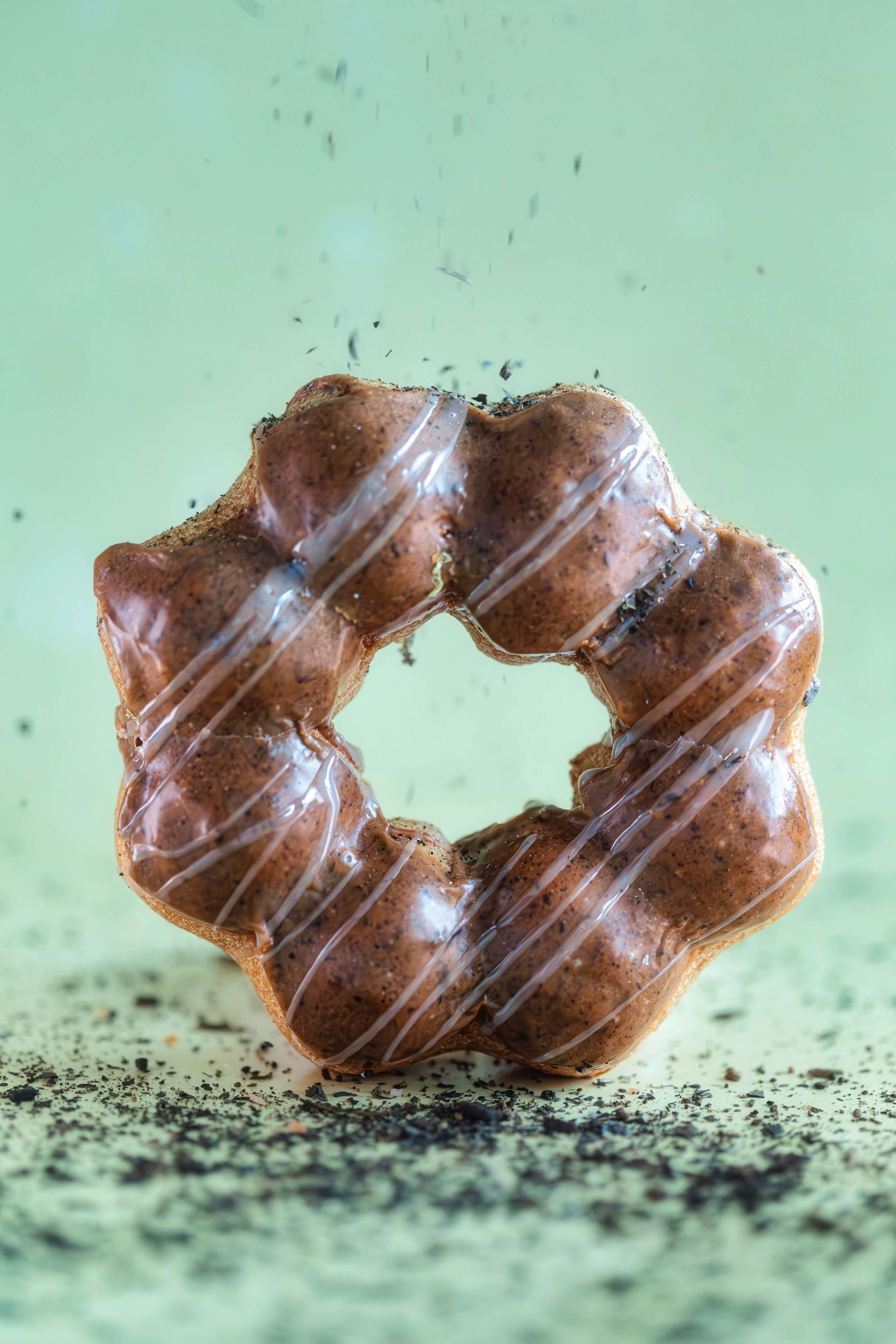 Ringed Treat: A Chocolate Knot with Drizzled Glaze