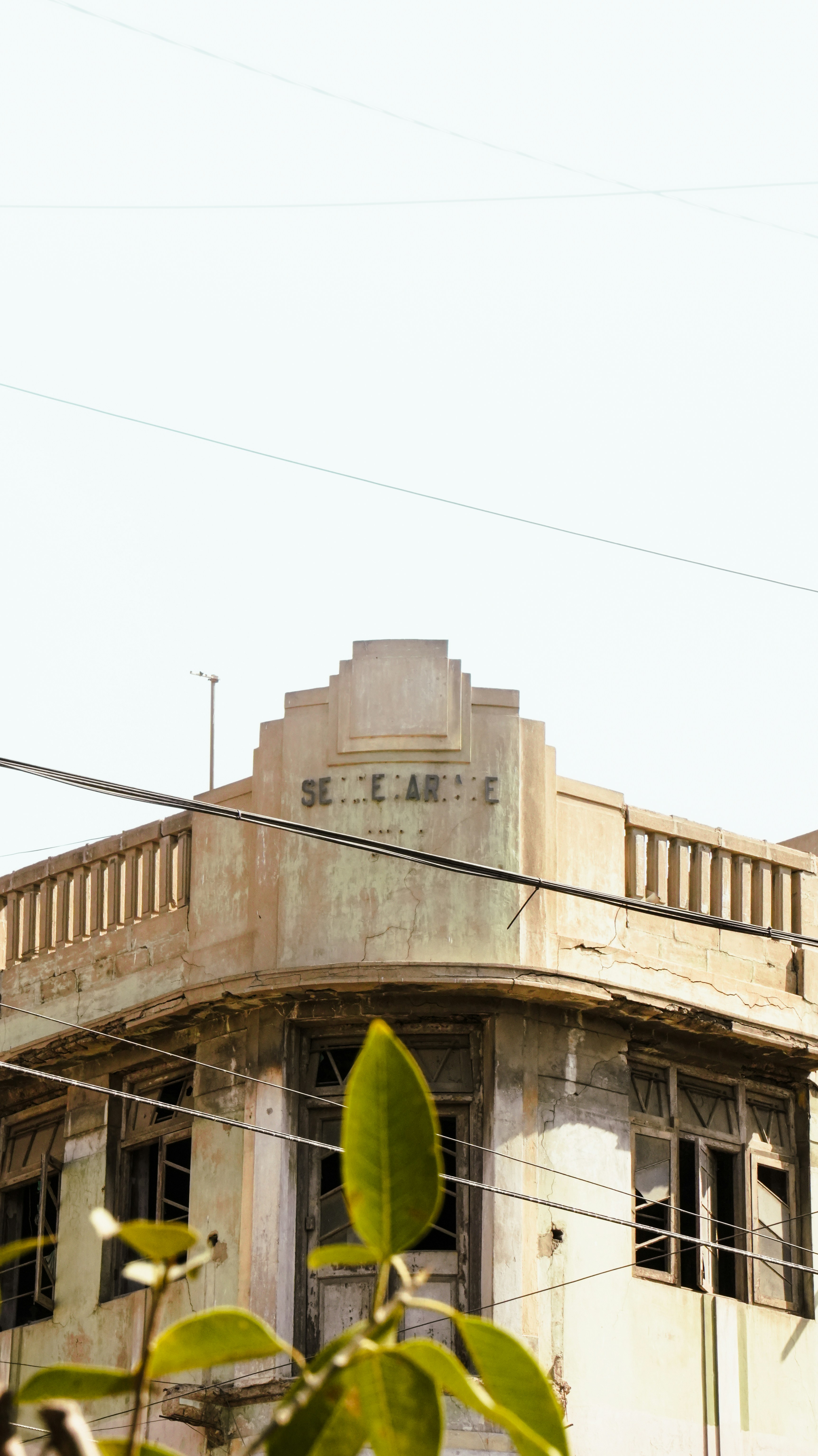 Weathered Terrace and Distant Signage