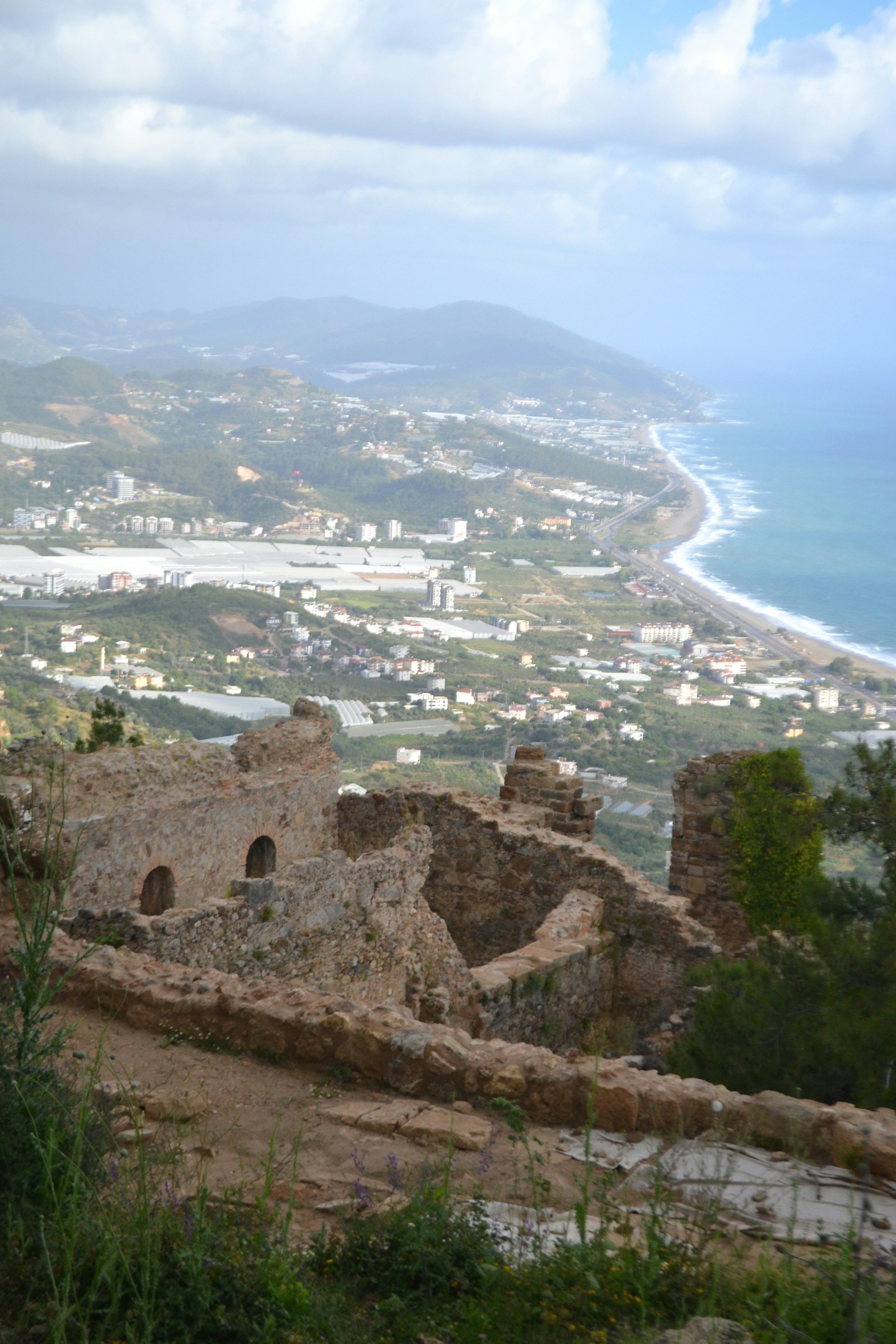 Ruins Overlook: Sea, Towns, and Hills from the Ancient Chimney