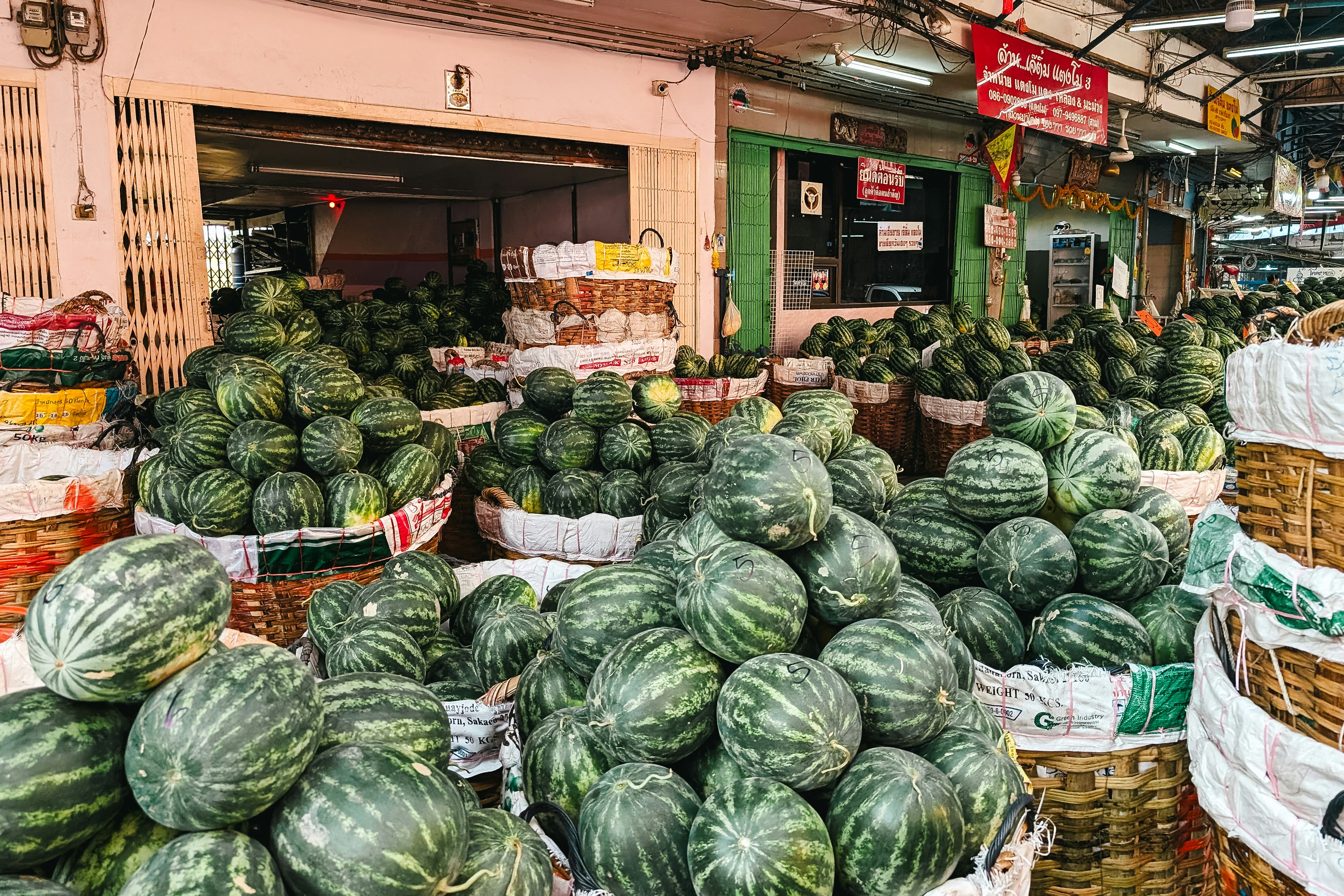 A market filled with lots of watermelons and other produce photo – Free ...
