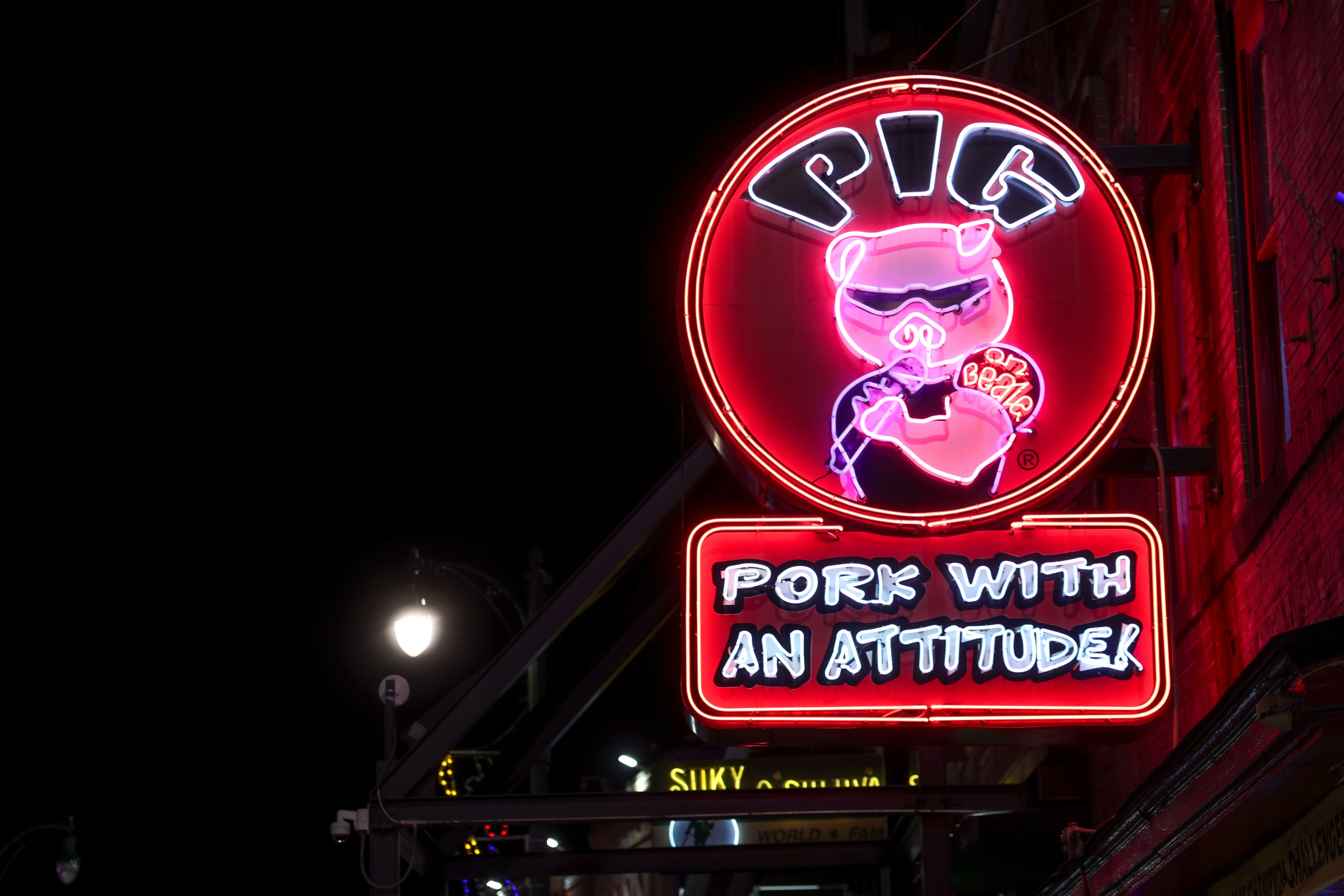 Pig Neon Sign on Beale Street