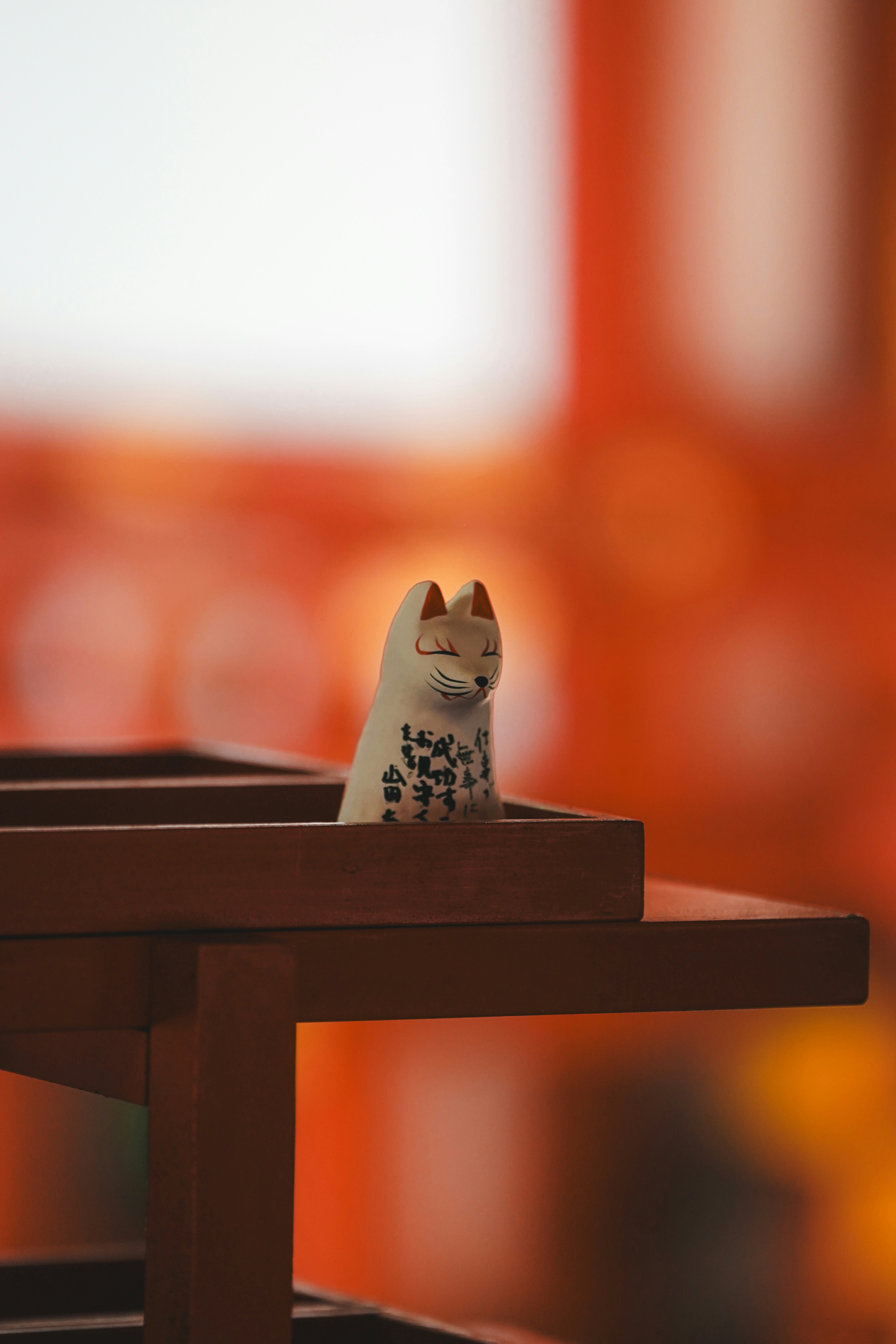 Tiny Cat of Purpose on a Wooden Stage
