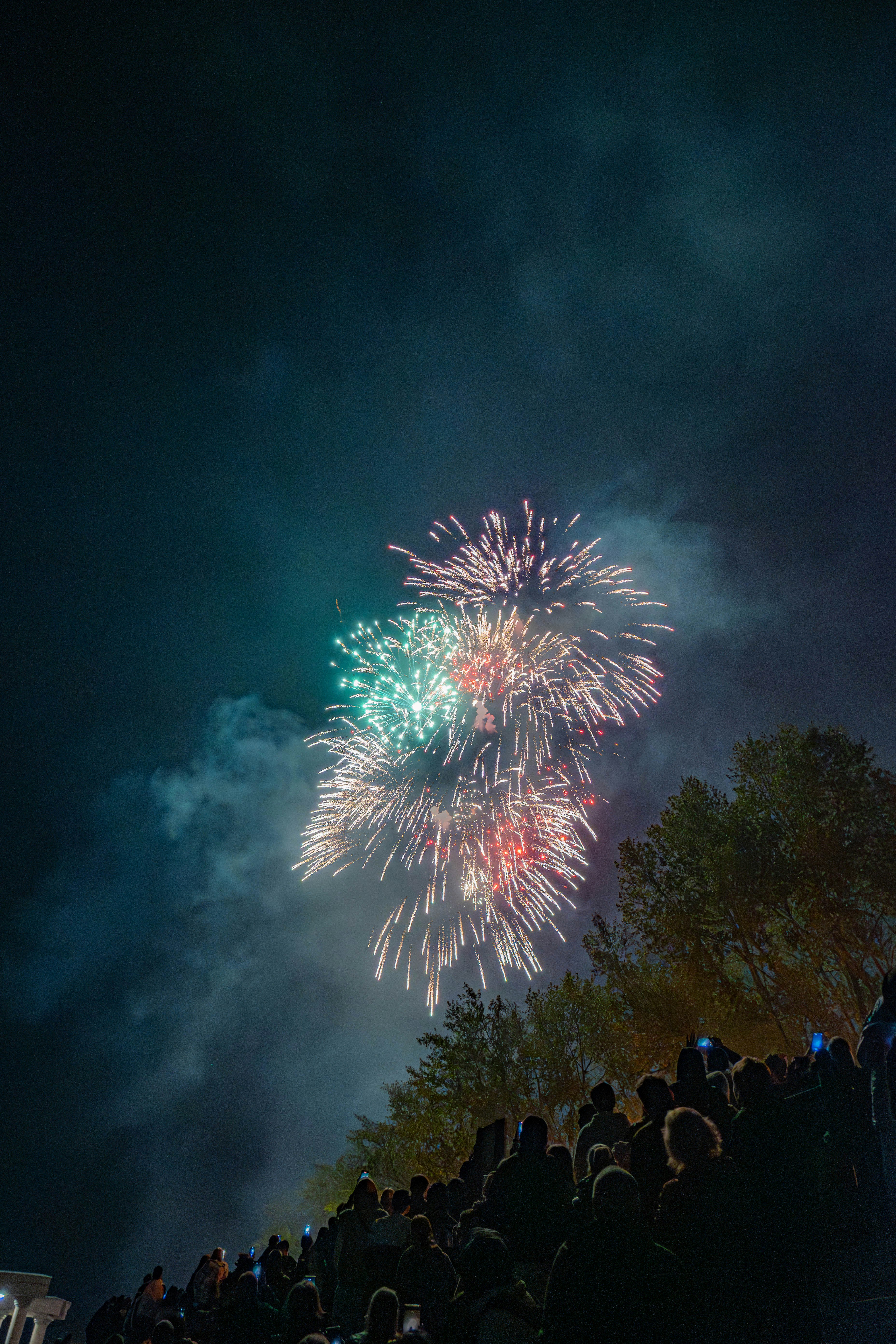 A crowd of people watching a fireworks display photo – Free Fireworks ...