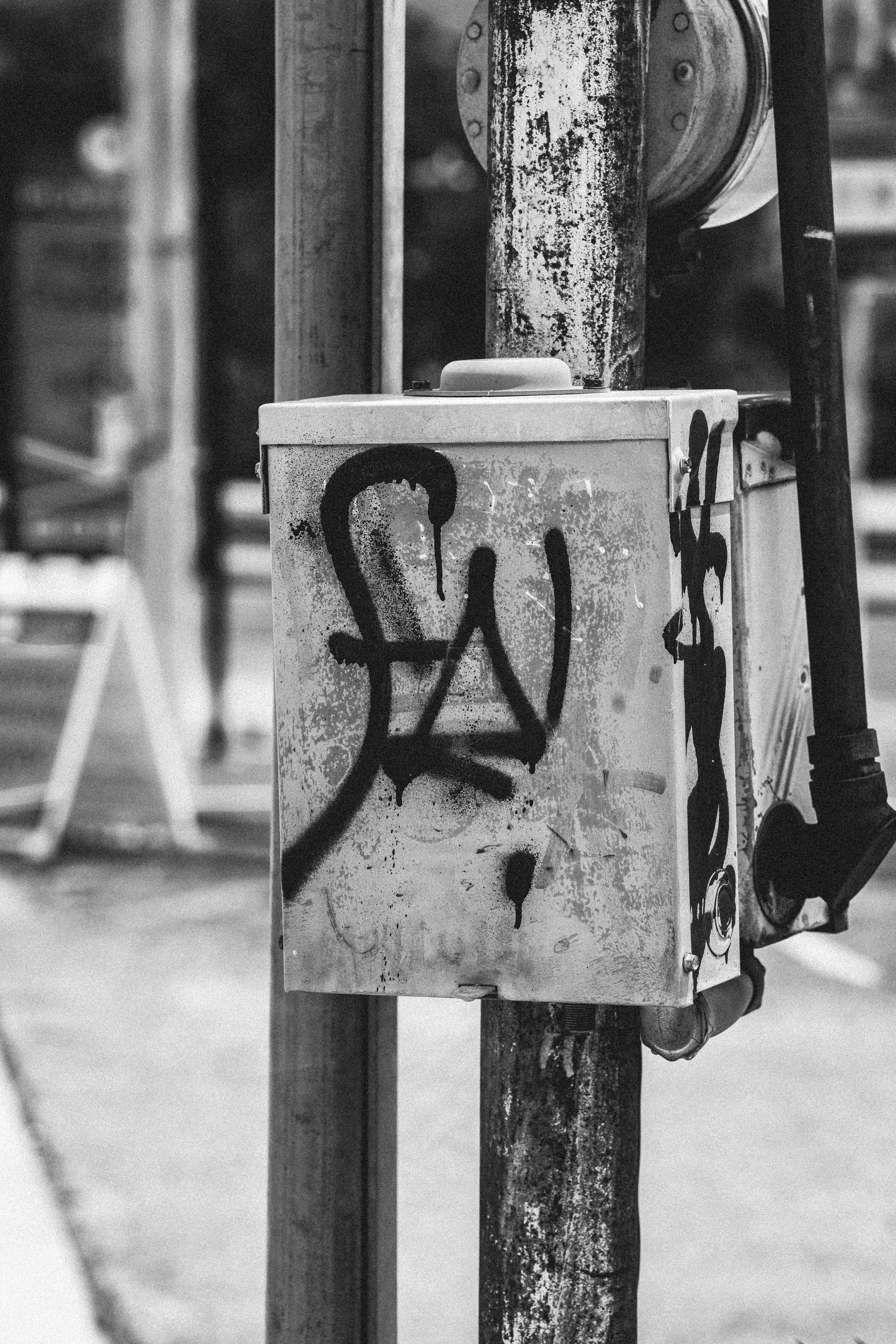 A close up of a pole with graffiti on it photo – Free Dallas Image on ...