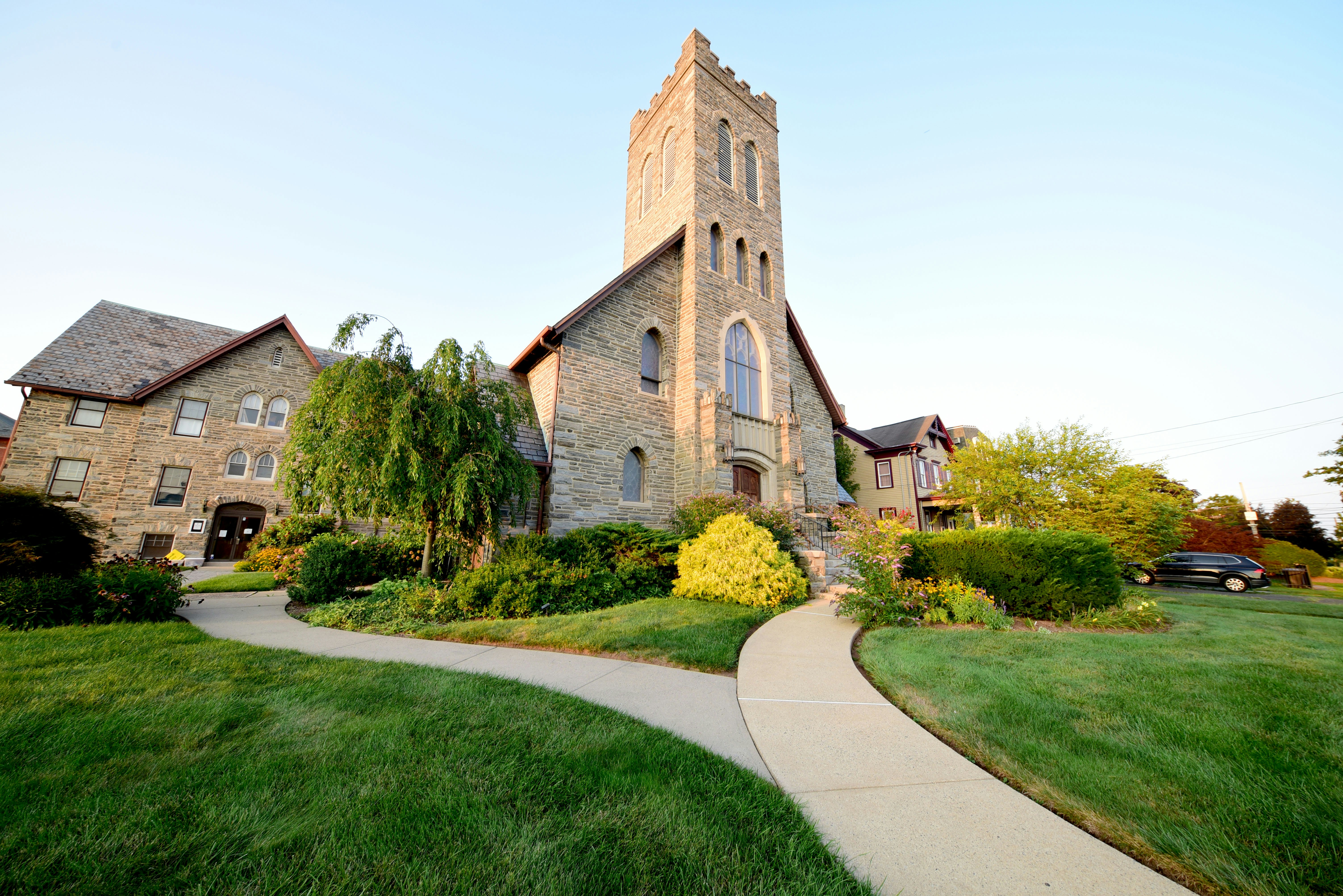 A church with a walkway leading to it photo – Free New jersey Image on ...