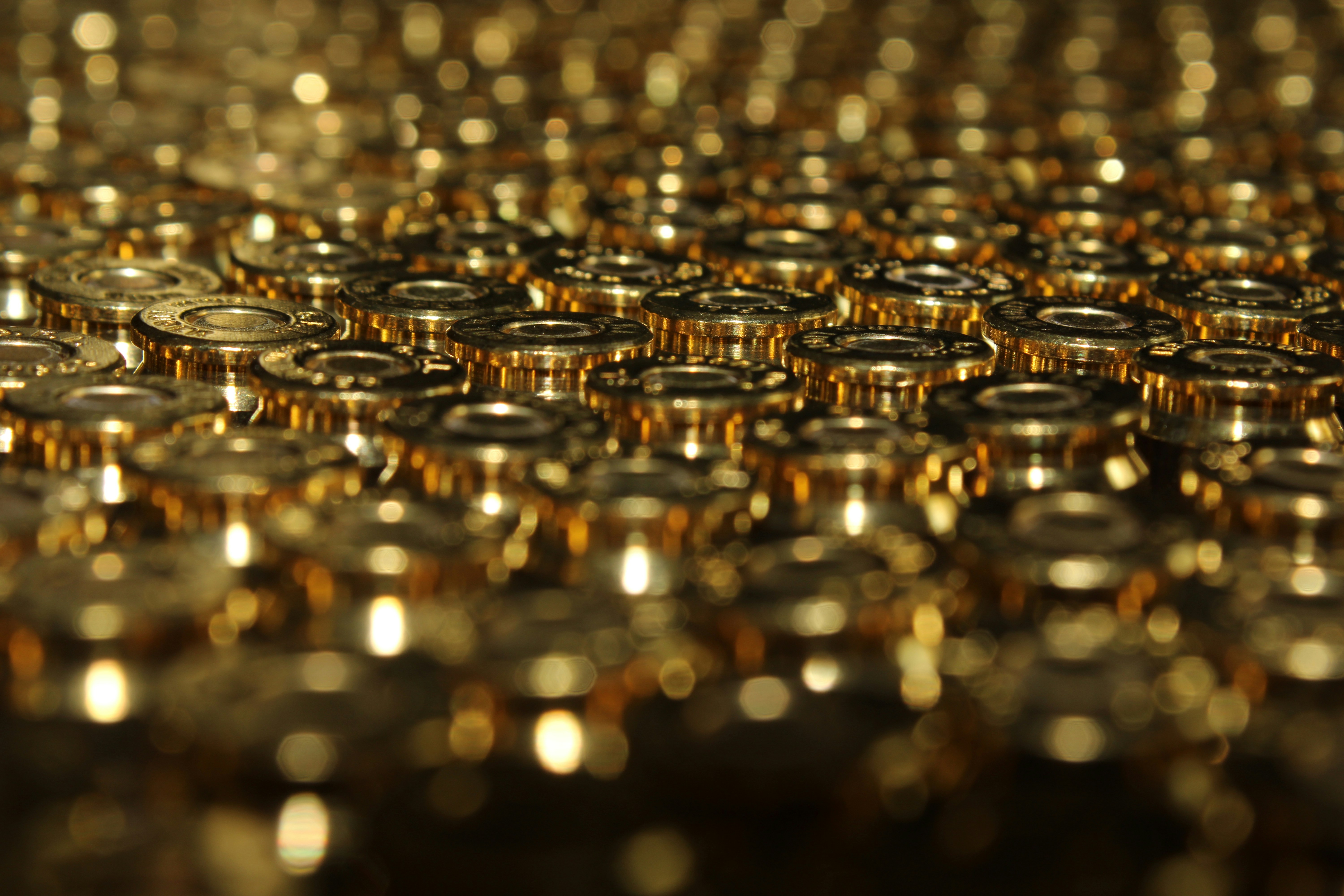 a close up of a bunch of coins