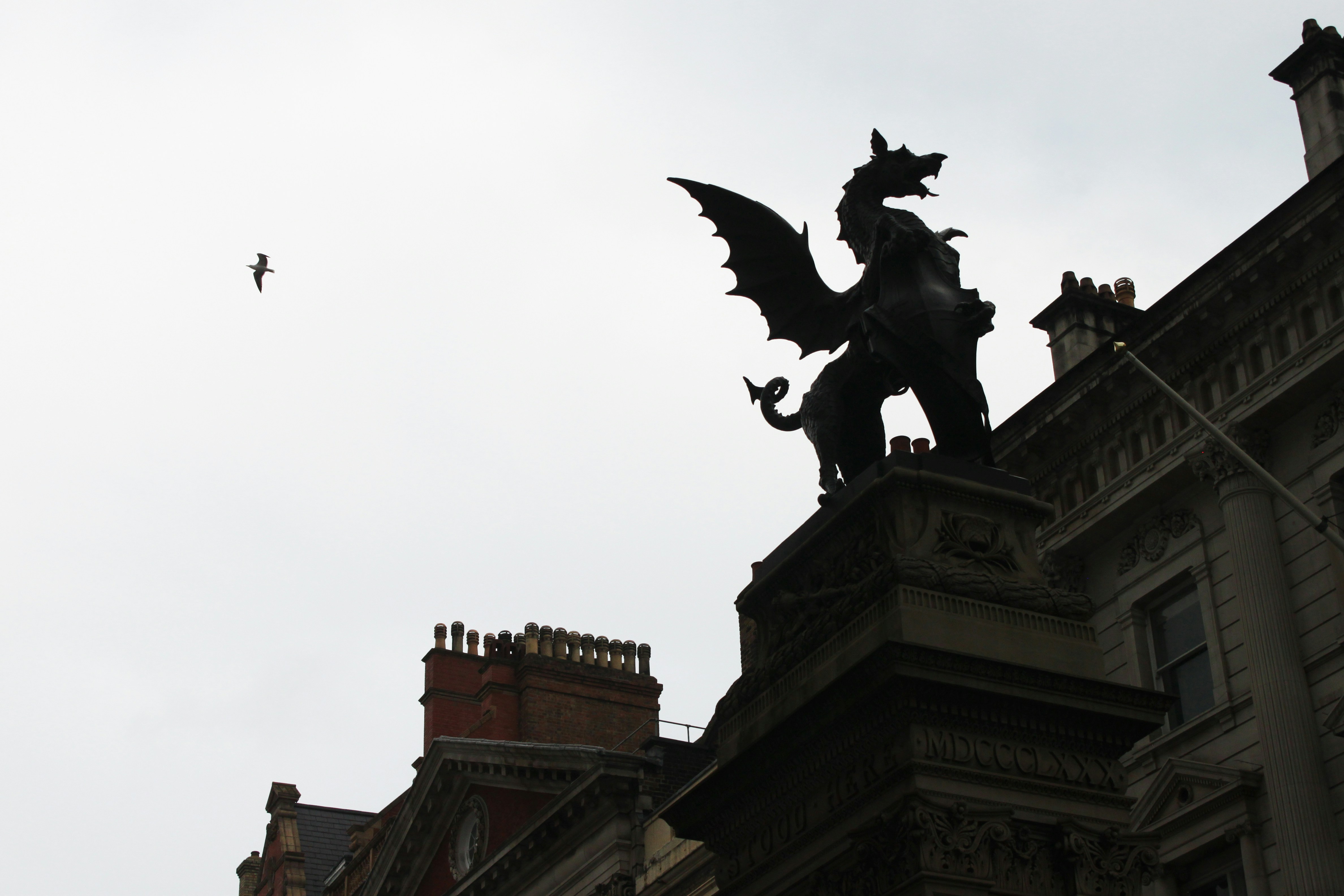 Dragon Silhouette on a Victorian Rooftop